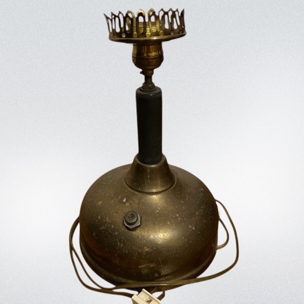 Vintage USA Coleman Brass Corded Electric Lamp Base 13” PATINA