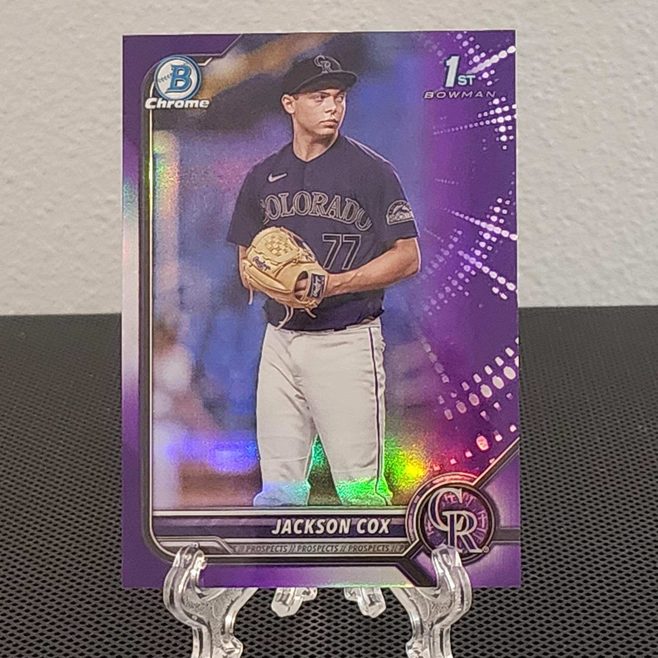 Jackson Cox 2022 Bowman Draft Chrome 1st Bowman Purple Refractor Color ...