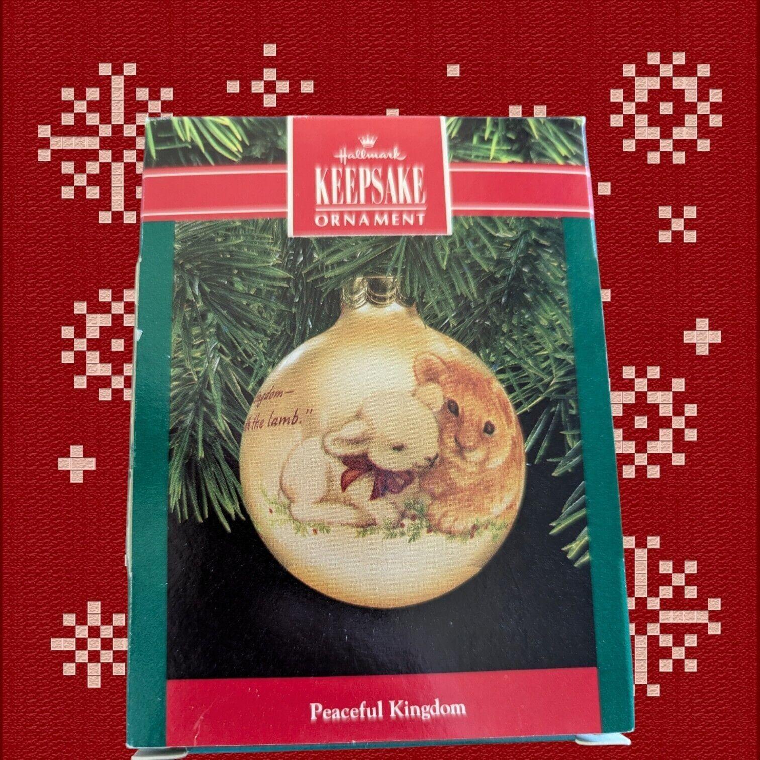 Vintage 1990 Hallmark Keepsake Peaceful Kingdom Glass Ornament Lamb ...