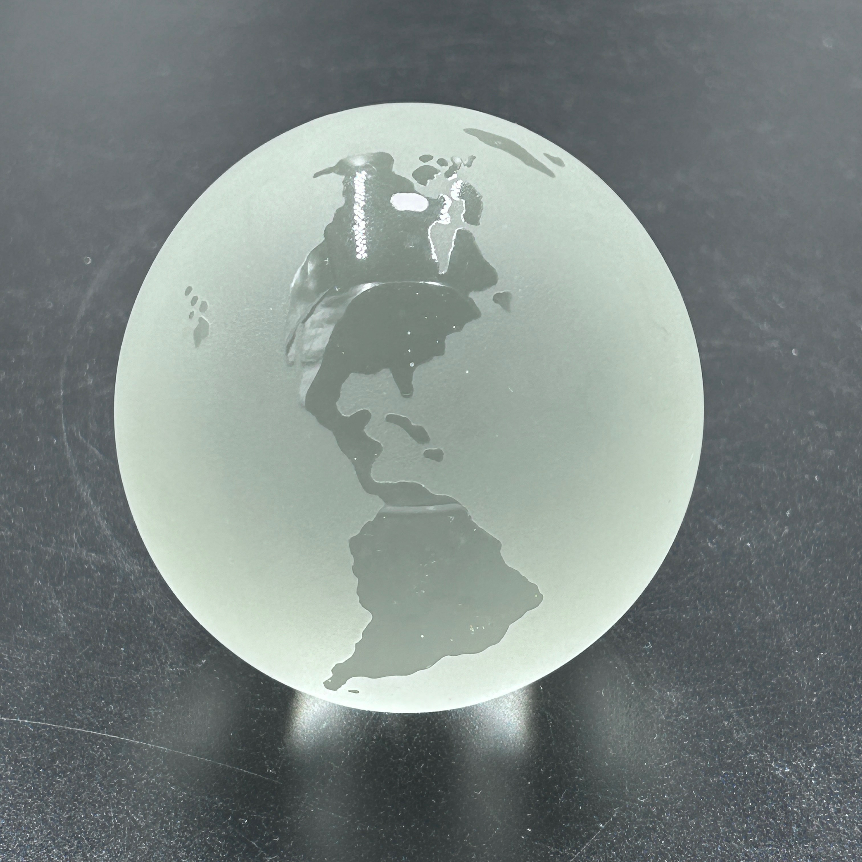 Glass World Globe Paperweight Frosted Glass Continents Vintage