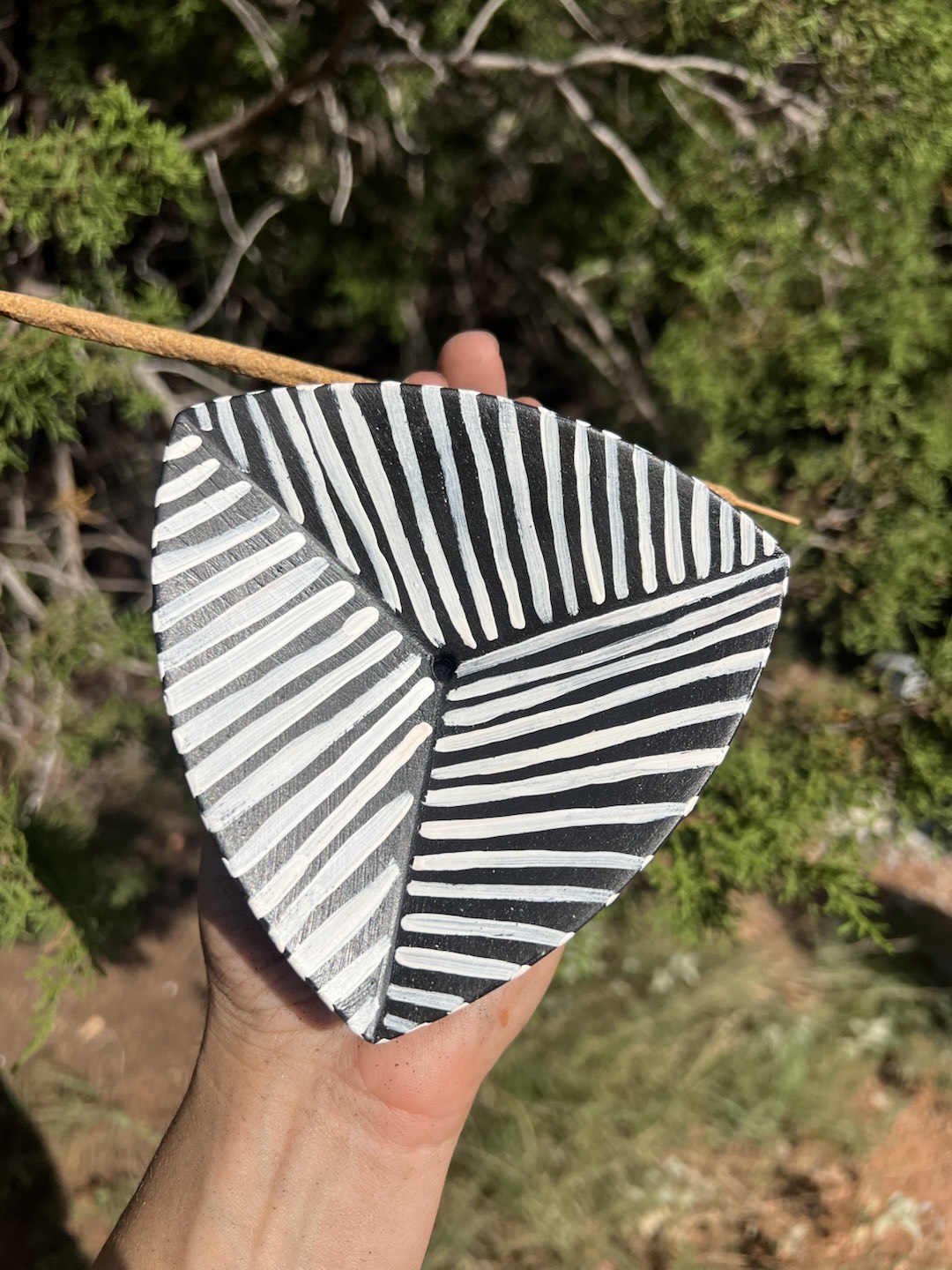 Black & White Triangle Concrete Incense Burner