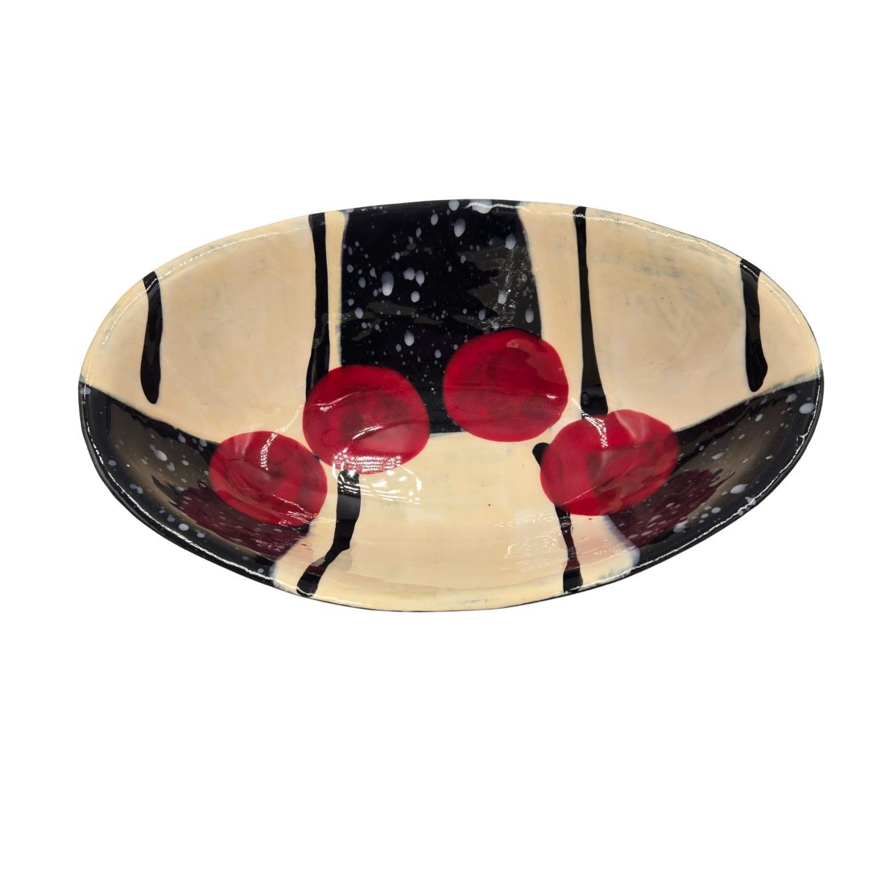 Jack Charney Studio Art Pottery Oval Bowl 10x6.75x3.25" signed