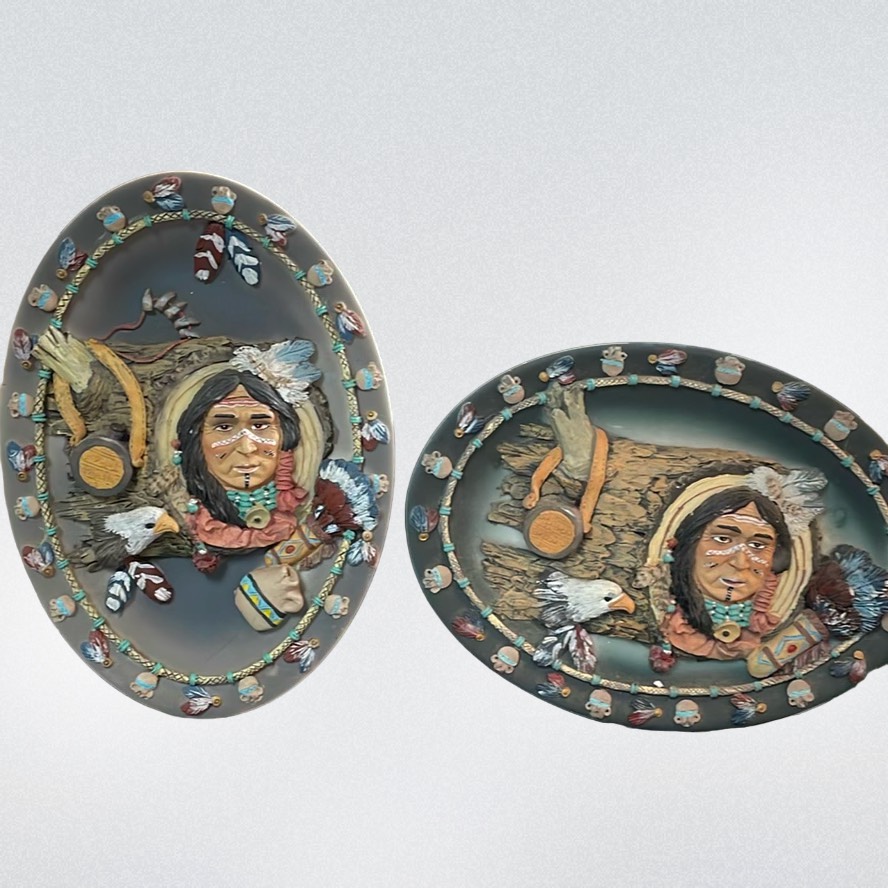 Vintage Chalkware Art Native American