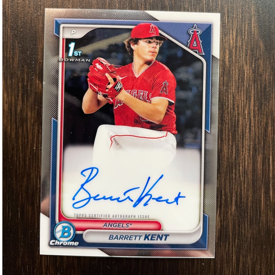 Barrett Kent (Los Angeles Angels) 2024 Bowman Chrome Prospects Auto 1st ...