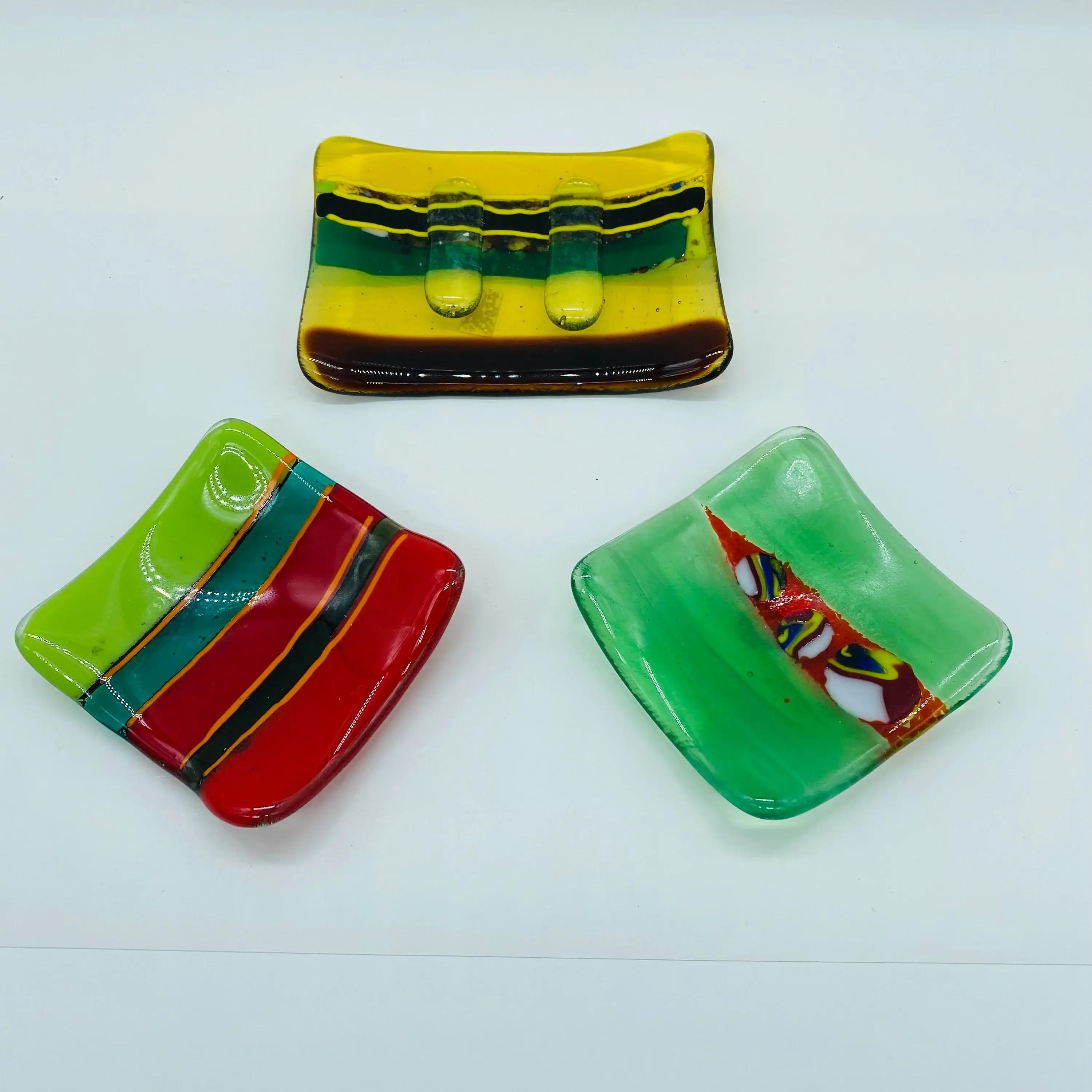#0618 Set of 3 Fused Glass Dishes Made by Canadian Artisan-made fused ...