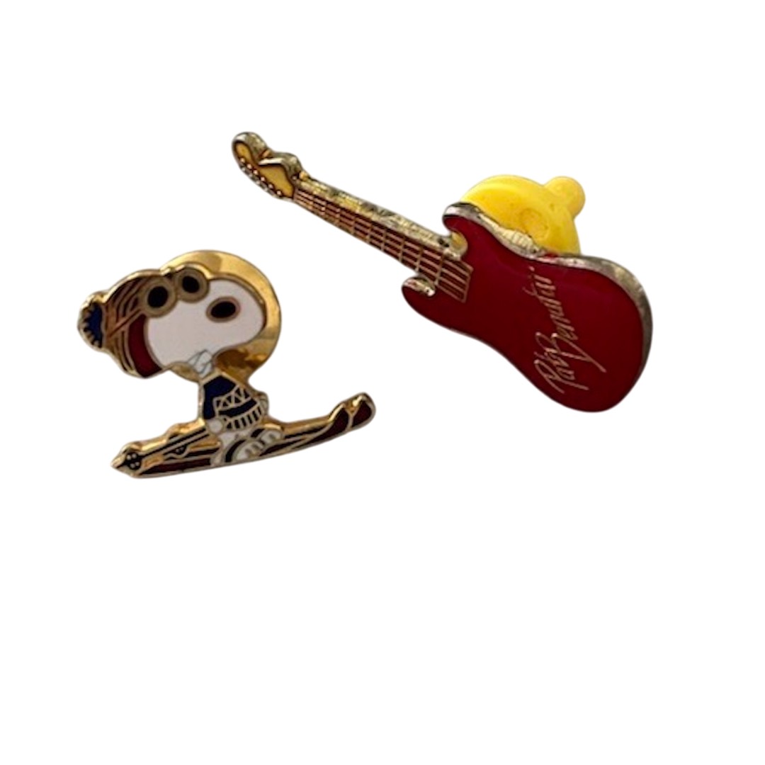 Vintage Collectible Pat Benatar And Snoopy Pins/tie tacks