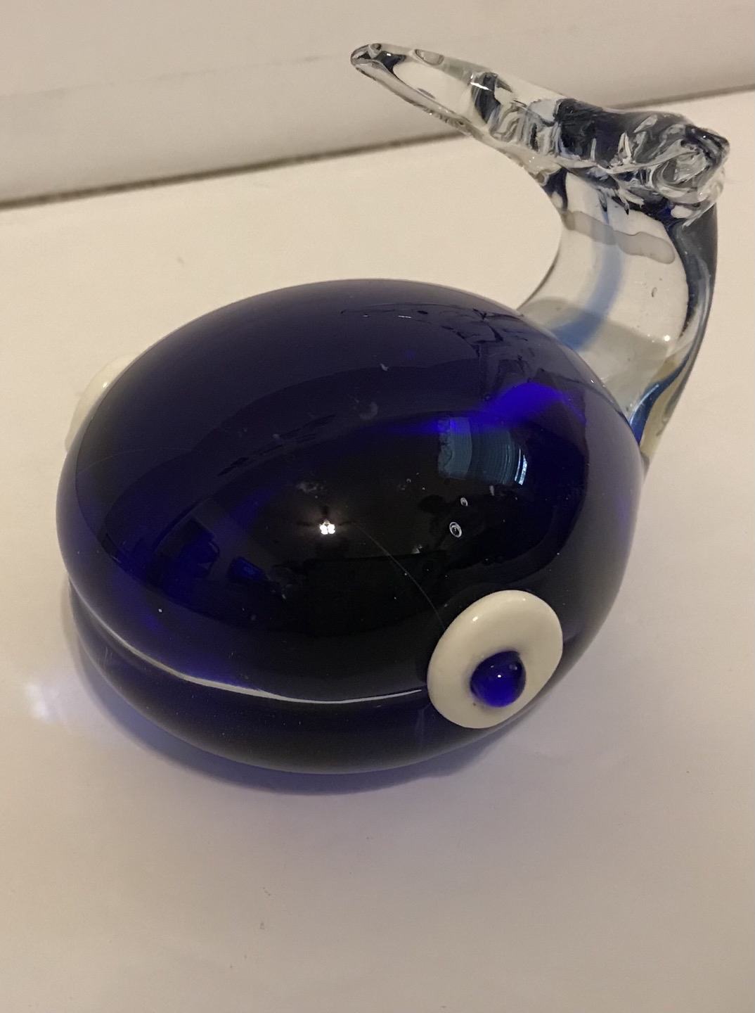 Adorable art glass paperweight with applied eyes