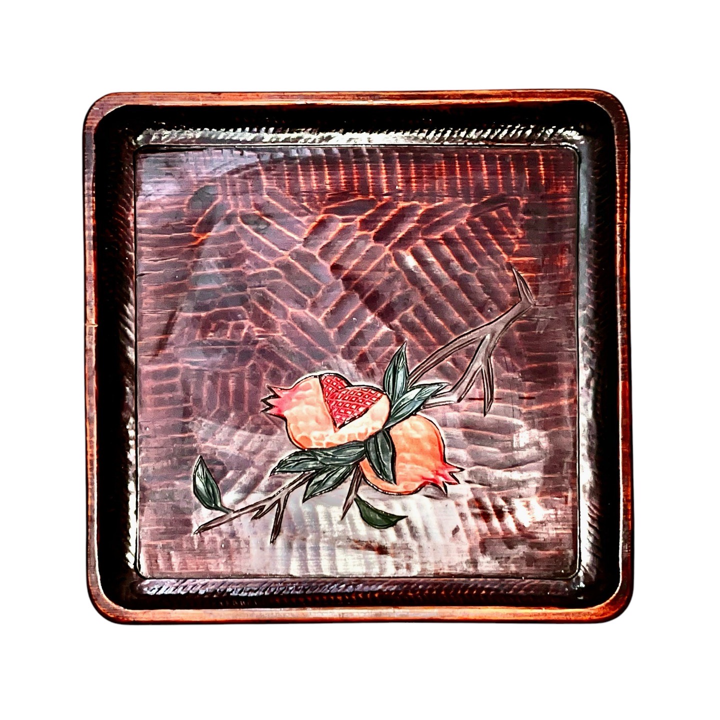 Midcentury Japanese Kamakura-bori Tea Tray Pomegranate Wood-carved ...