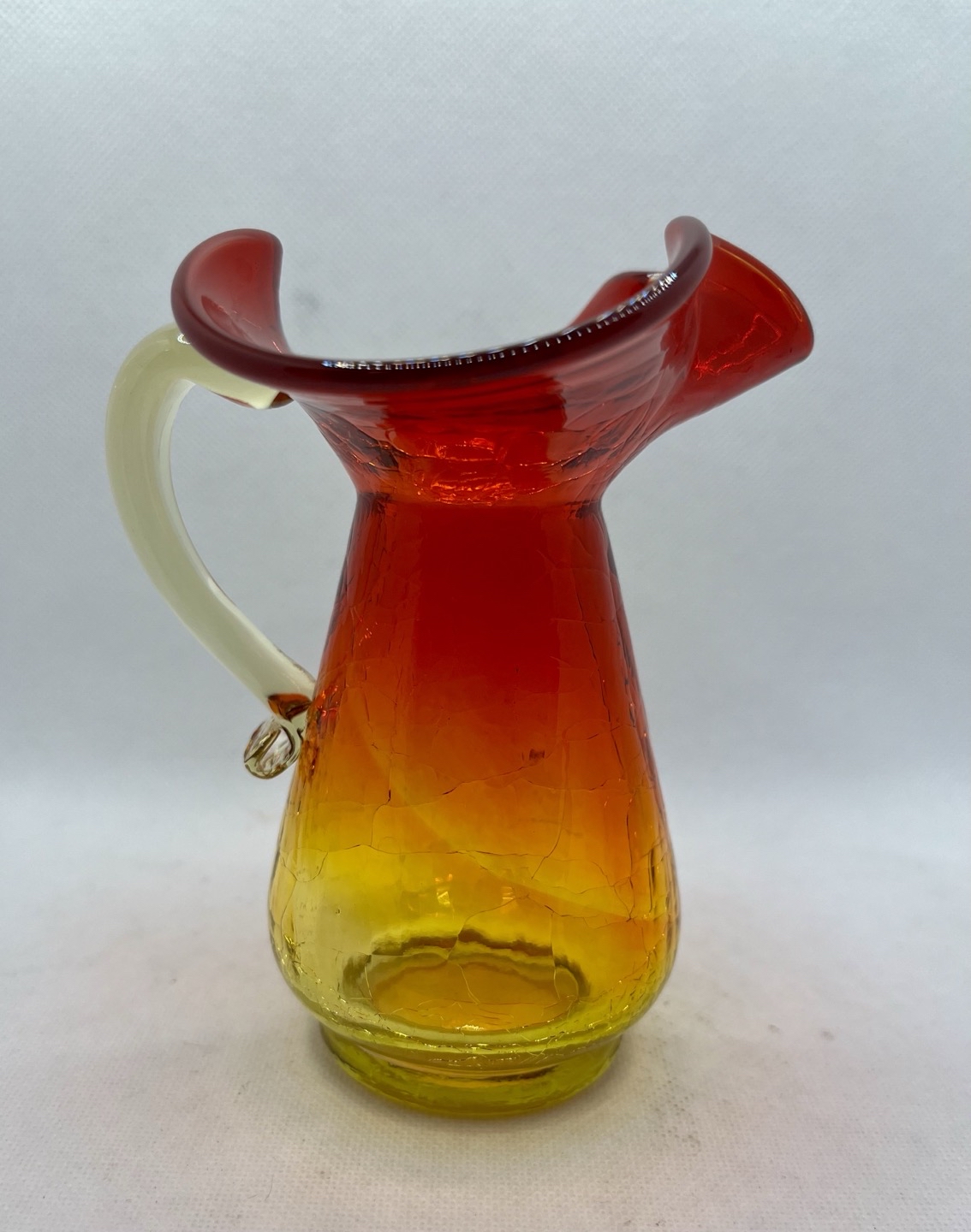 Vintage Blenko Amberina Red Ombré Crackle Glass Pitcher Creamer MCM ...