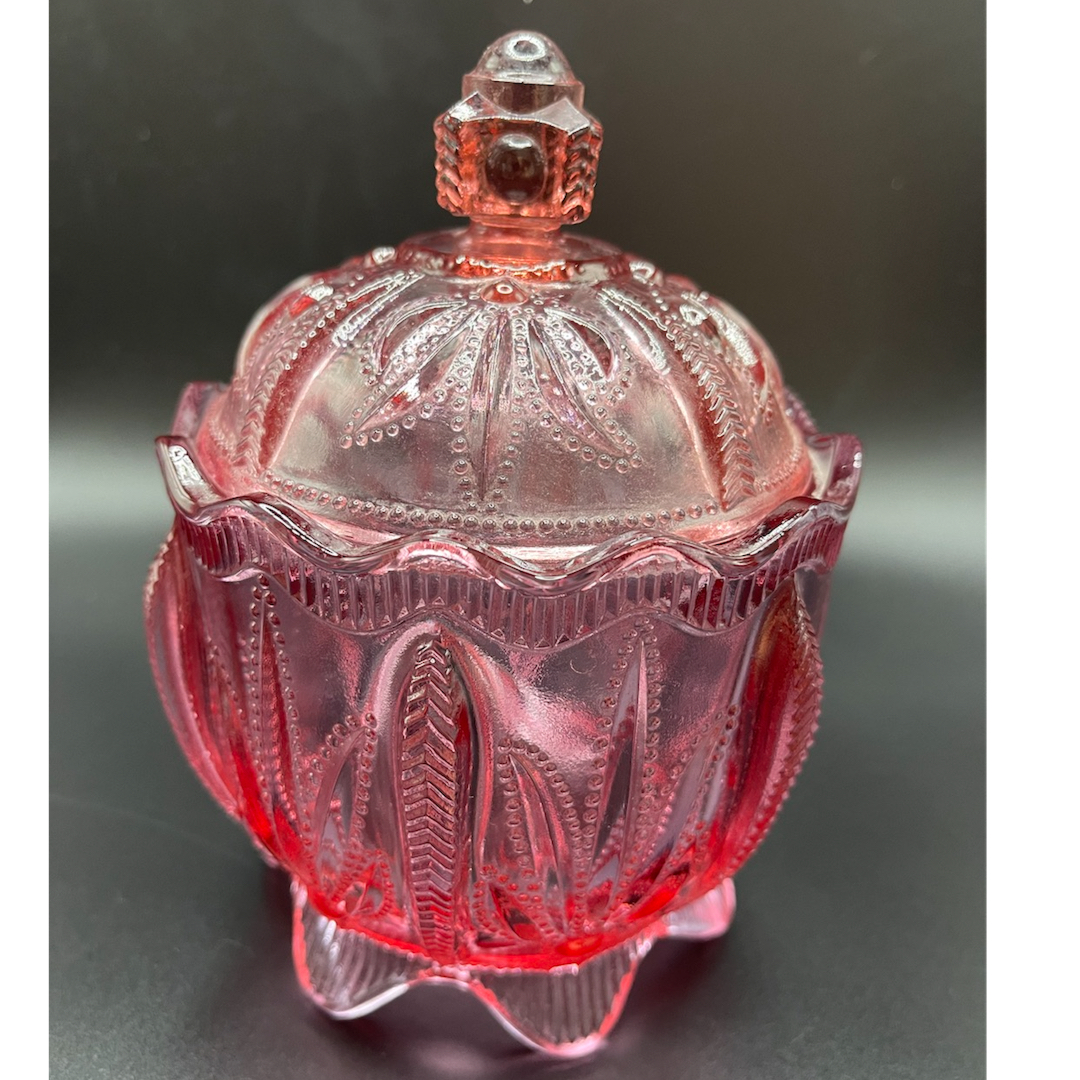 Fenton Dusty Rose Agave Candy Jar With Lid
