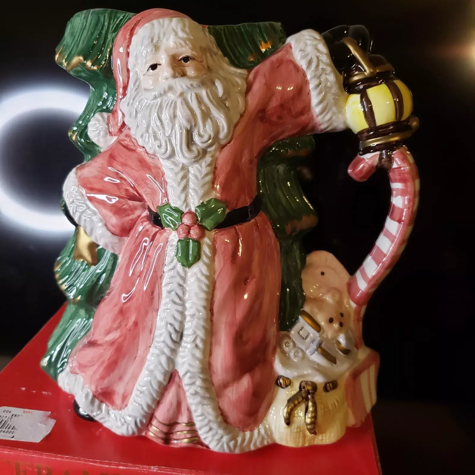 Santa Christmas Ceramic Pitcher With Lantern Toy Bag Tree 8" World ...