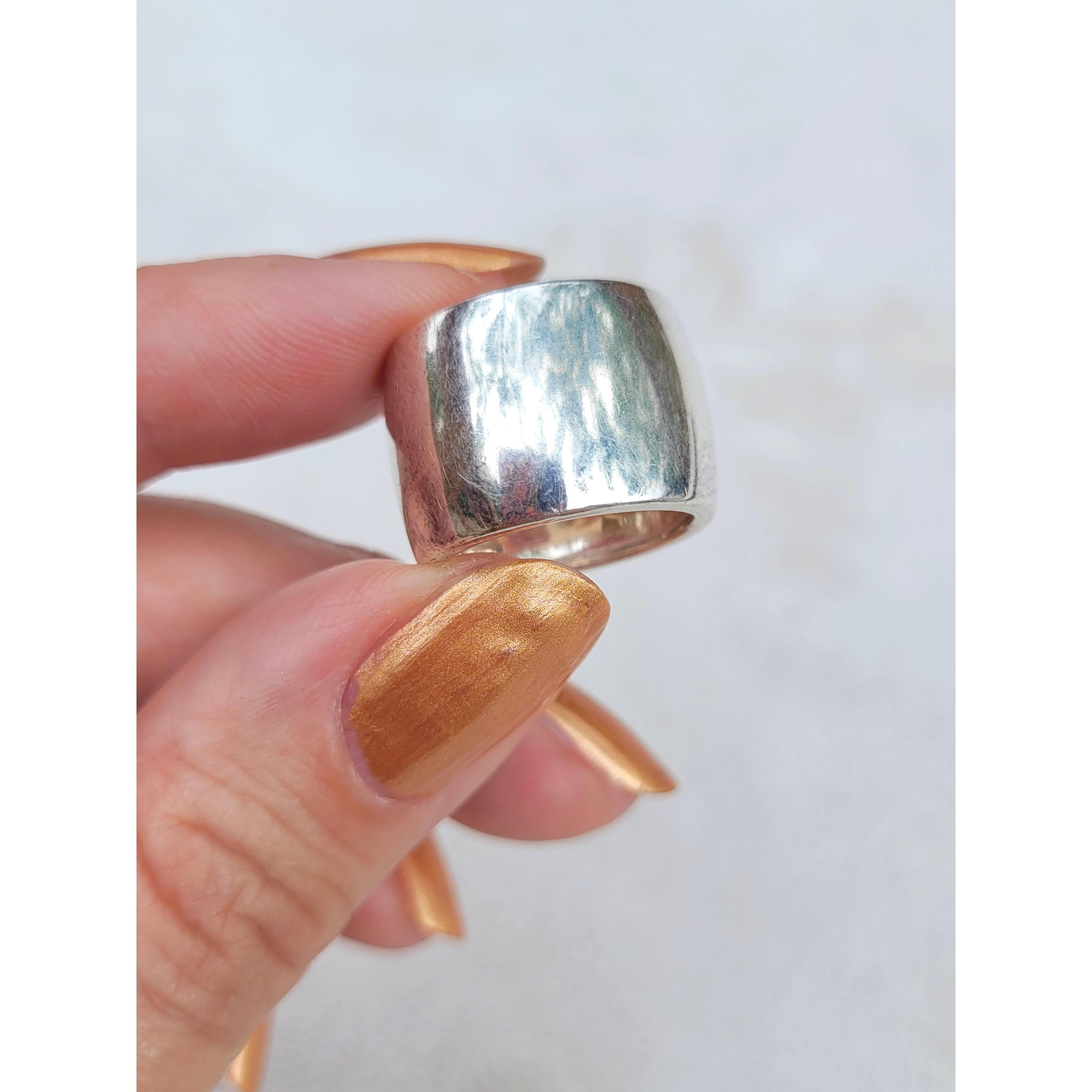 Vintage 90s Sterling Silver Signed Wide Band Ring Sz 5 - 8.45g