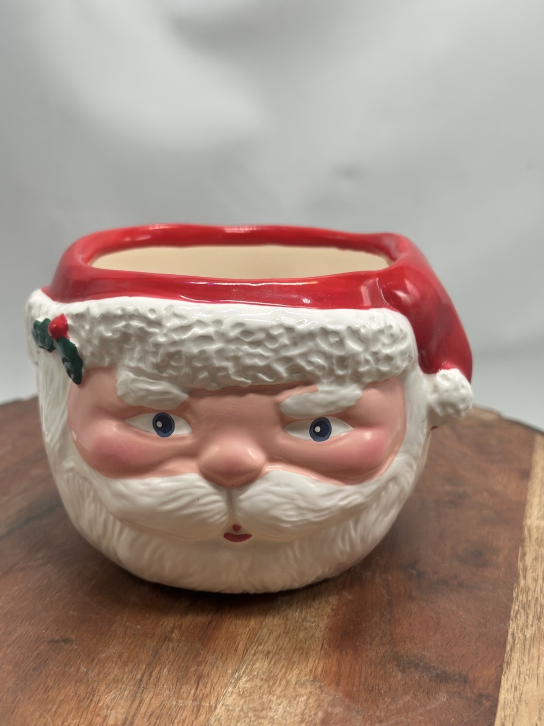 Vintage RUSS Santa Claus Christmas Candy Bowl Trinket Tree Ceramic
