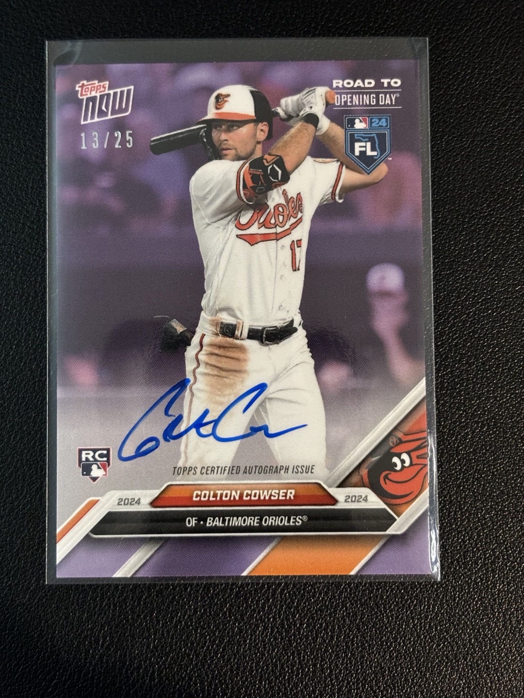 Colton Cowser 2024 Topps Now Rookie Auto Purple /25 - Baltimore Orioles