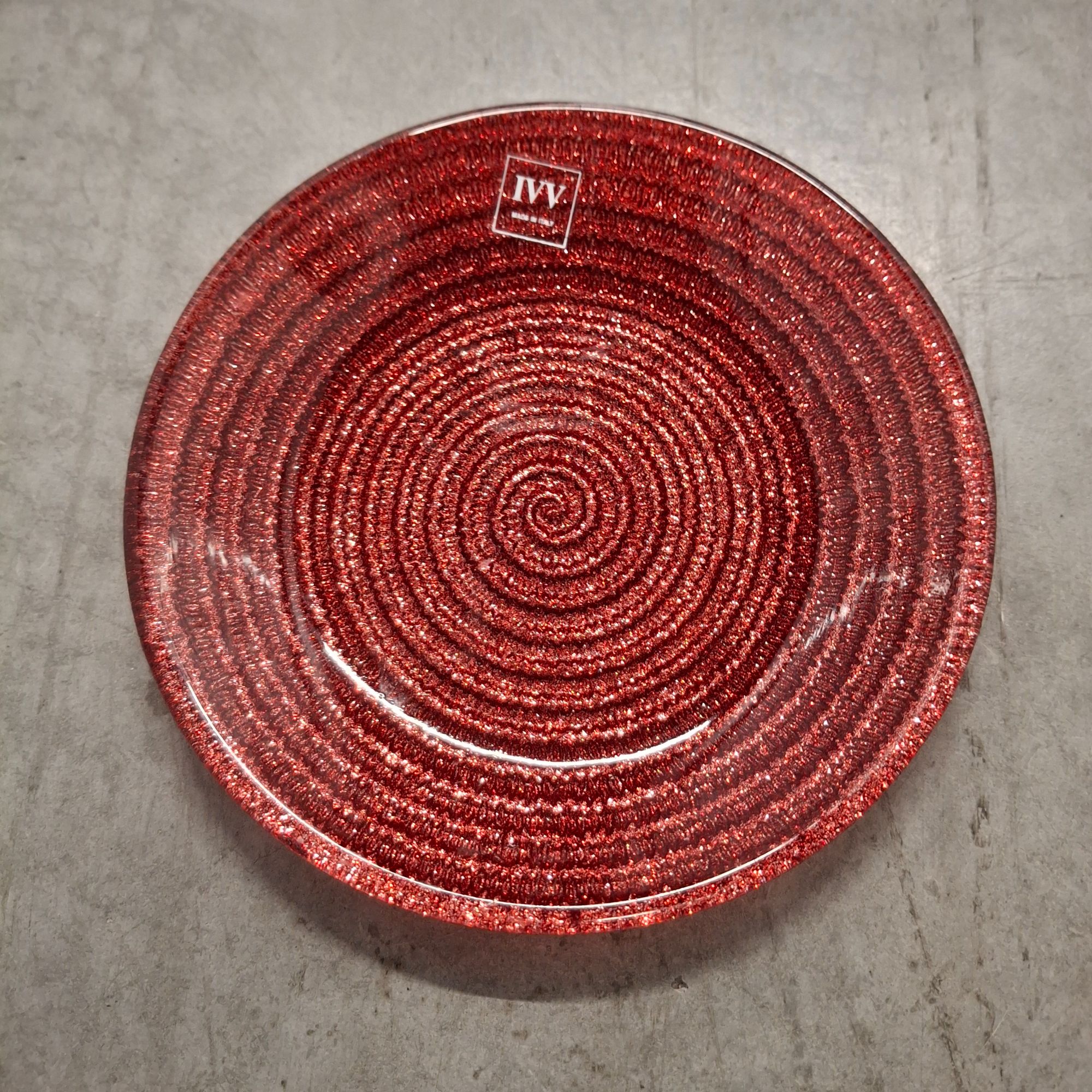 IVV Italian Glass Red Metallic Spiral Pattern Trinket Dish Italy 5 3/4 ...