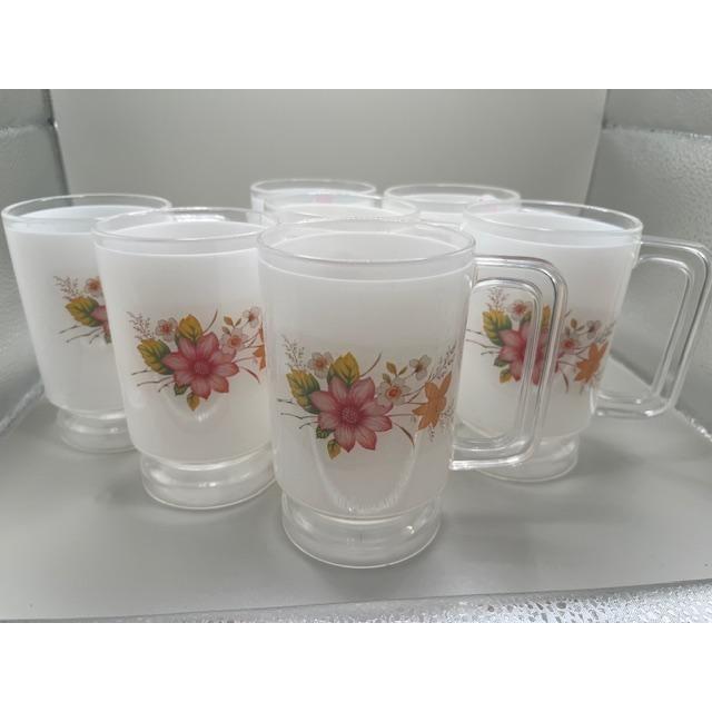 Set of 7 Vintage MCM Plastic Floral Pedestal Mugs ~ Autumn Flowers ...