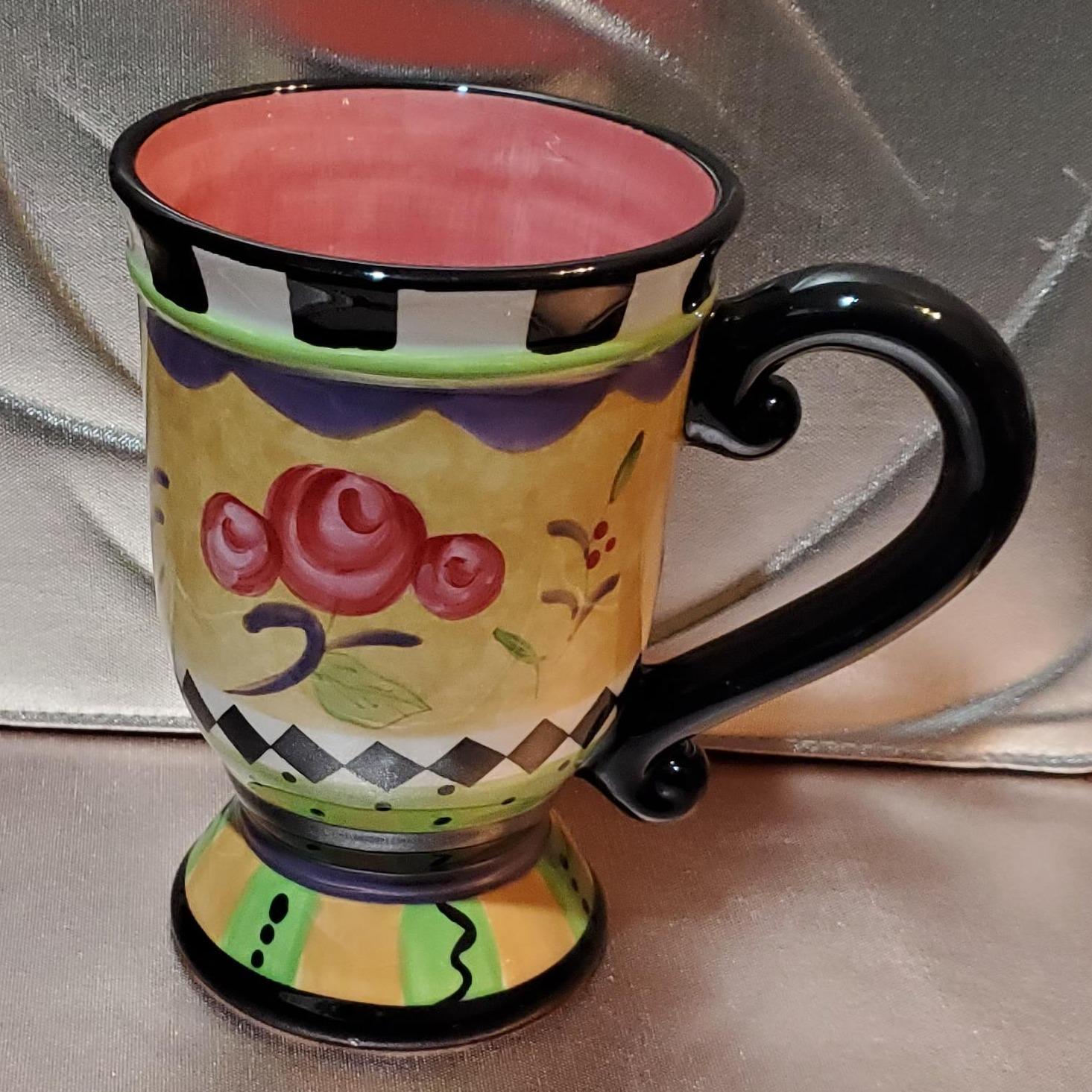 Sue Zipkin Tea Garden Extra Large Pottery Swirl Handled Mug