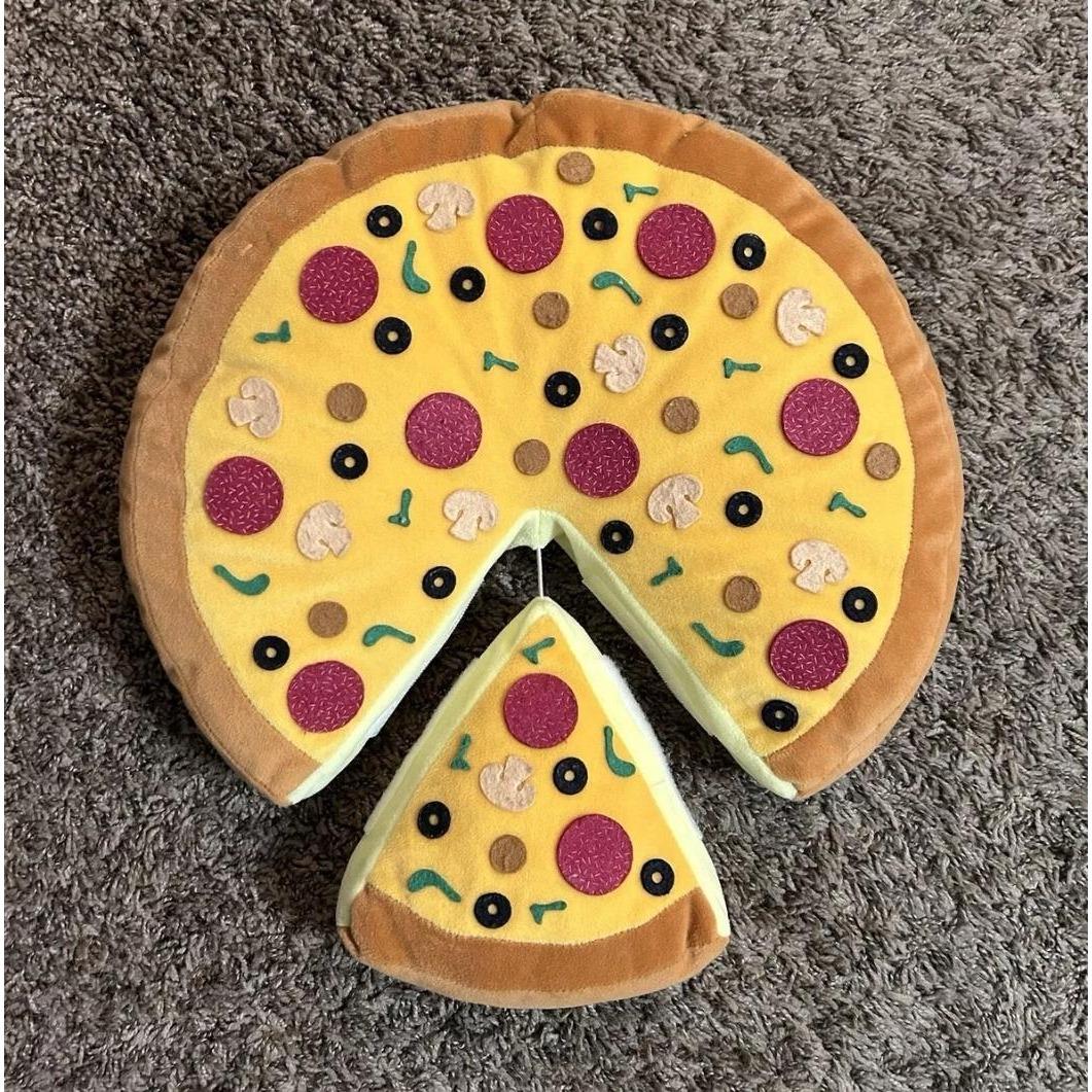 Vintage Pizza Plush Pillow with Cheese Pepperoni Mushroom