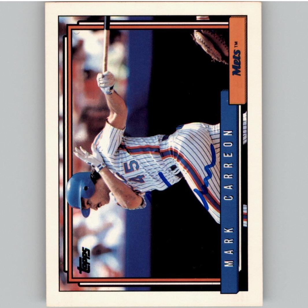 Mark Carreon Signed New York Mets 1992 Topps Baseball Card #111