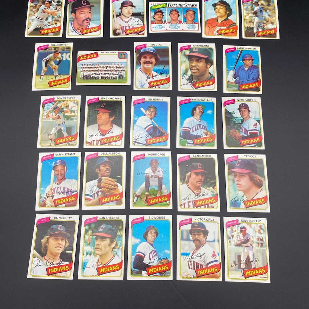 Topps 1980 MLB Cleveland Indians Lot of 26 Trading Cards - No Duplicates