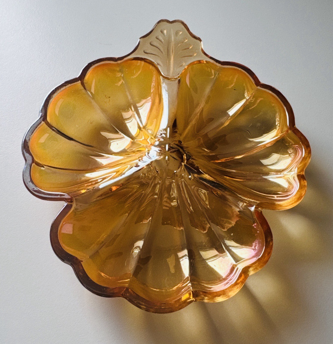 Vintage Amber/Marigold Candy Dish 3 Divisions