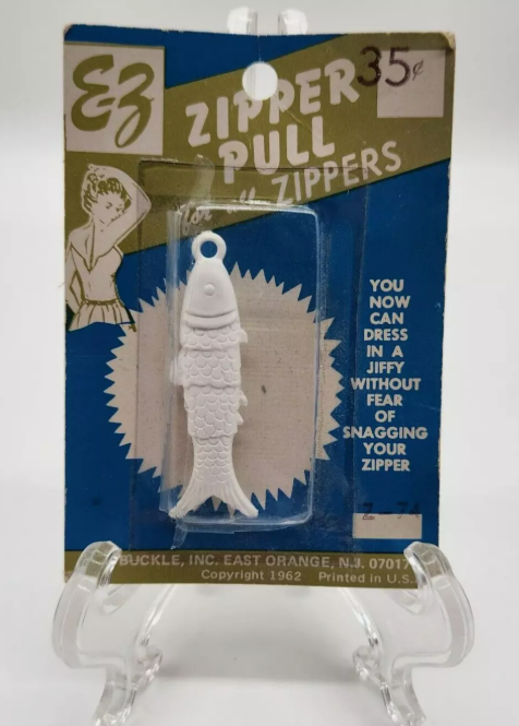 New Old Stock 60s Fish EZ Extension Zipper Pull Sealed Package, Damaged ...