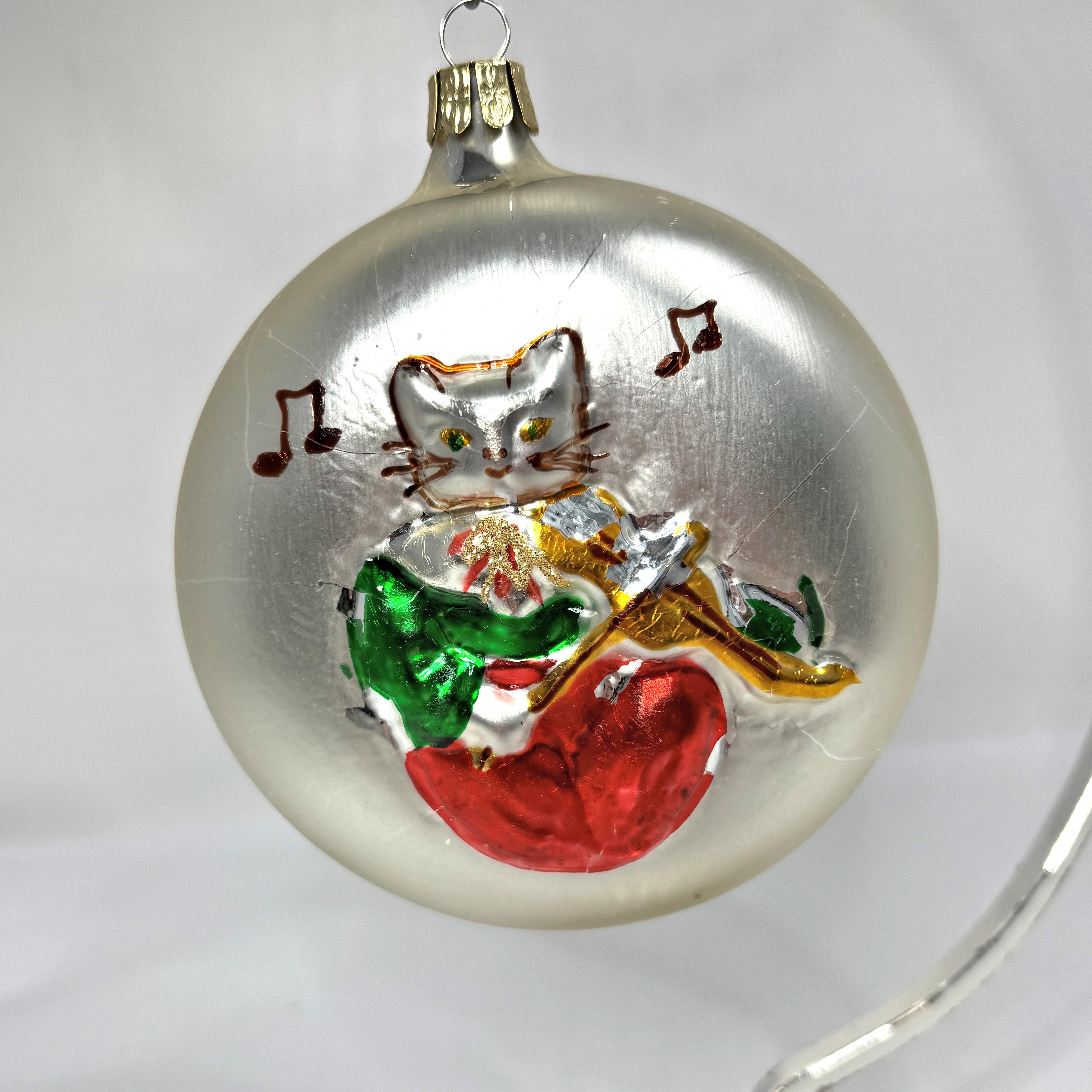 Czech Glass Nursery Rhyme Ornament Hand Painted Christmas Holiday Vintage