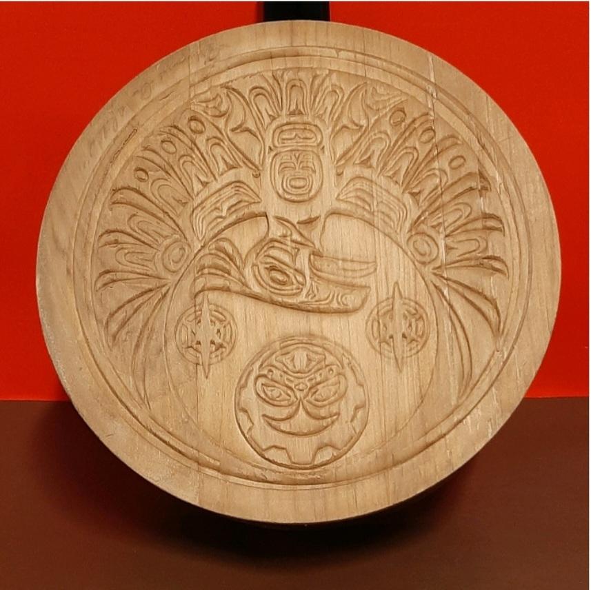 Vintage Haida Raven Wood Box by Clarence Wells