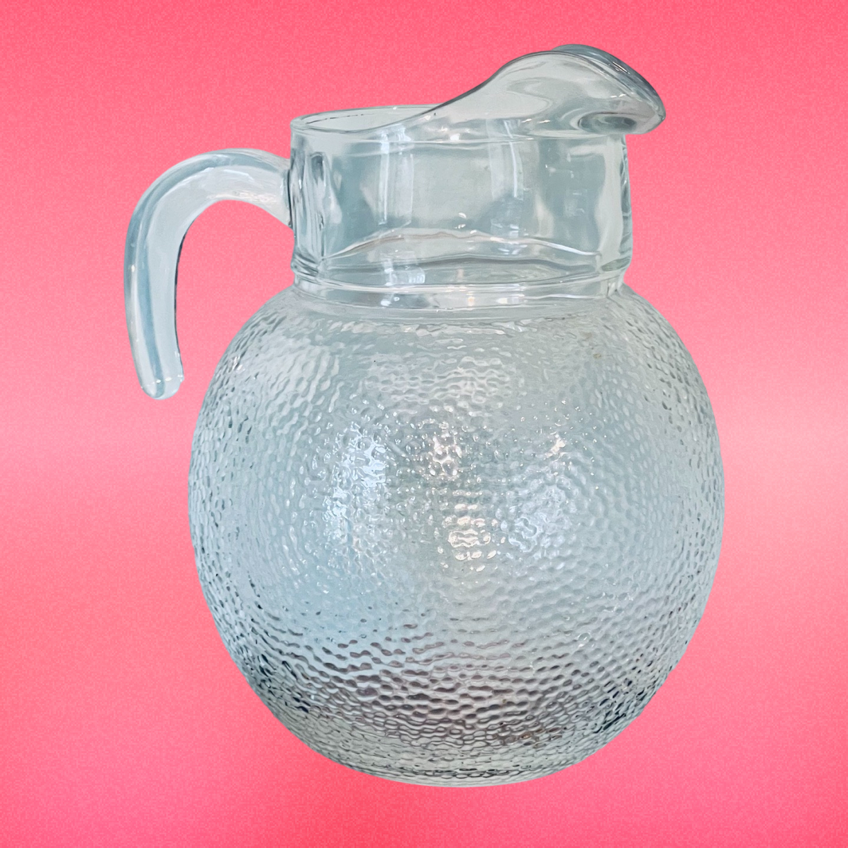 Vintage Clear Glass Dimple Pasabahce Ball Cocktail Pitcher
