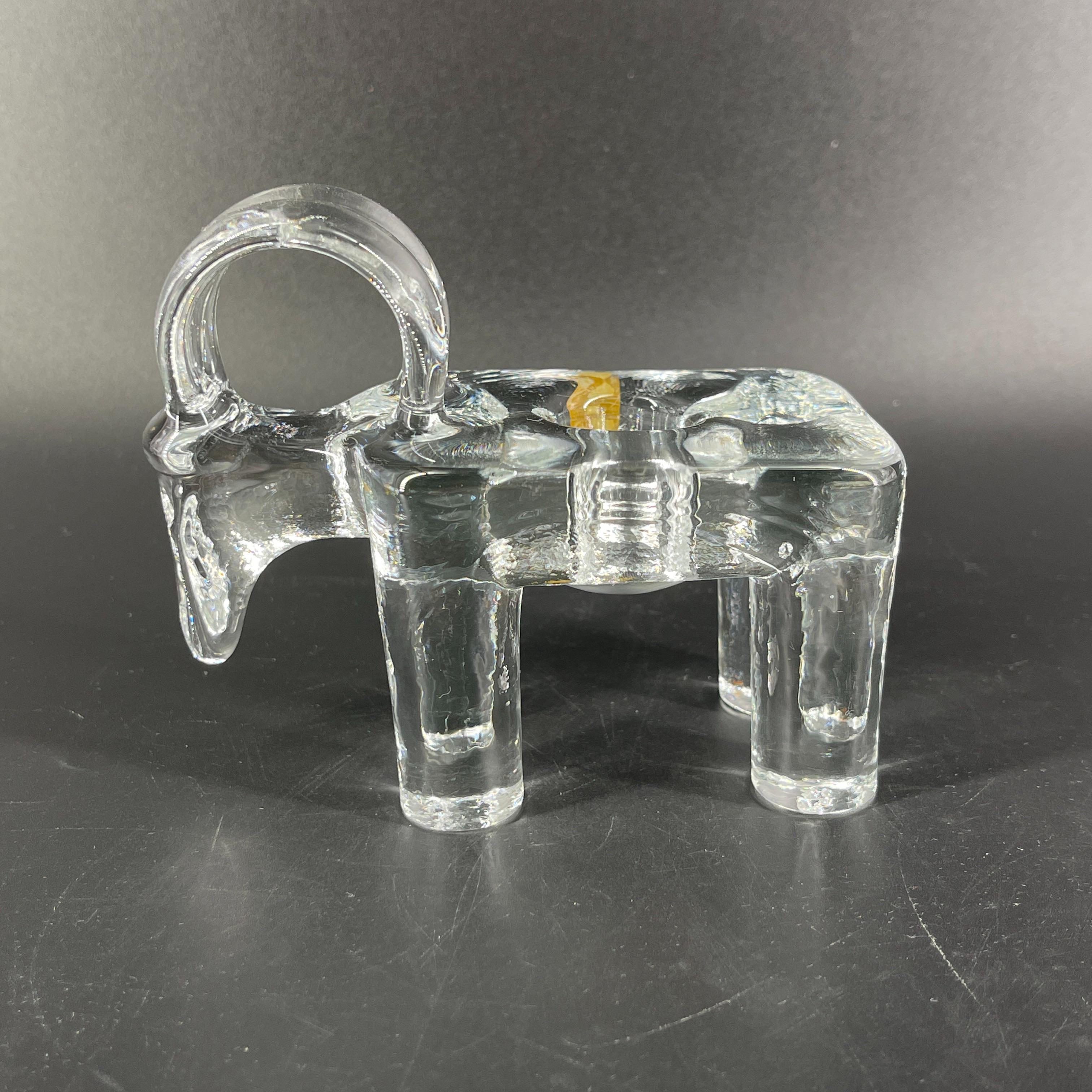 Vtg Kosta Boda Sweden Crystal Ram Candle Holder Clear Glass Goat Sheep ...