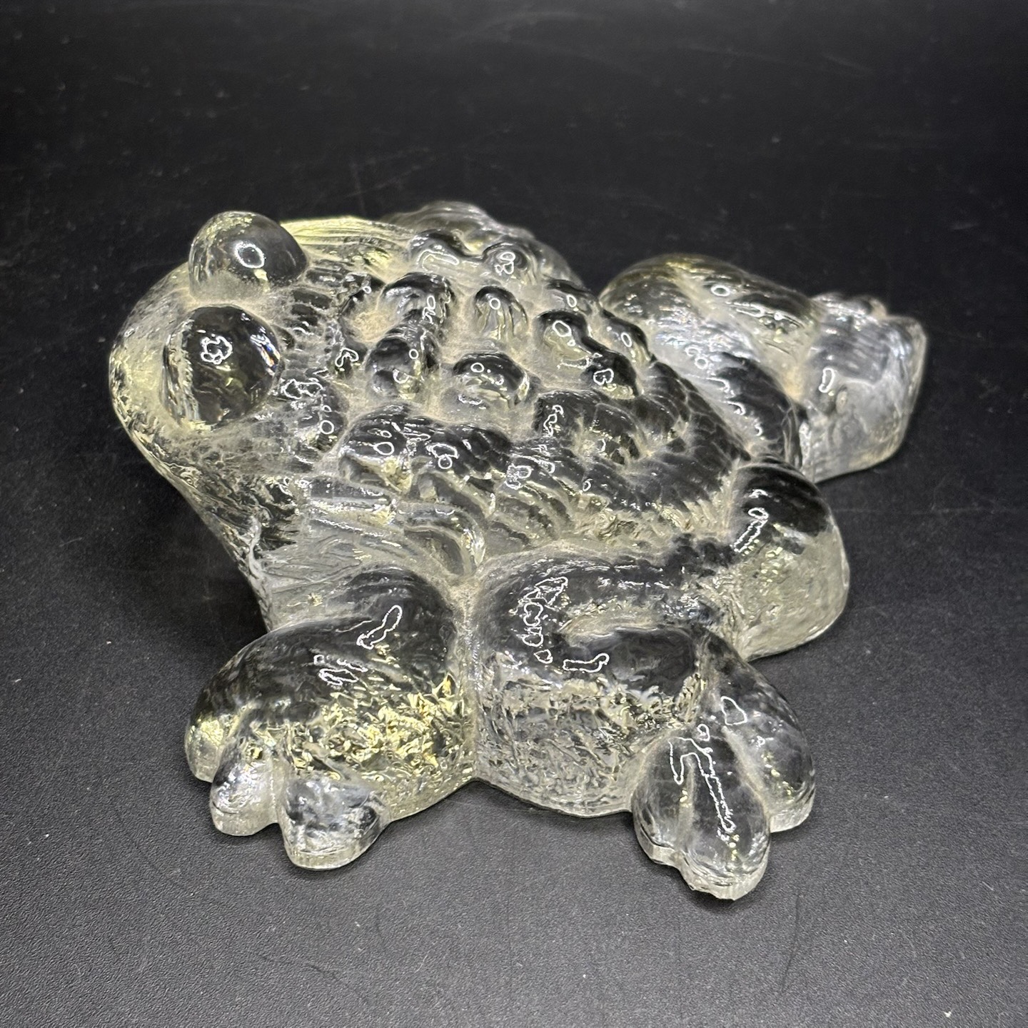Hadeland Norway Frosted Lead Crystal Toad Frog Toad Figurine Paperweight