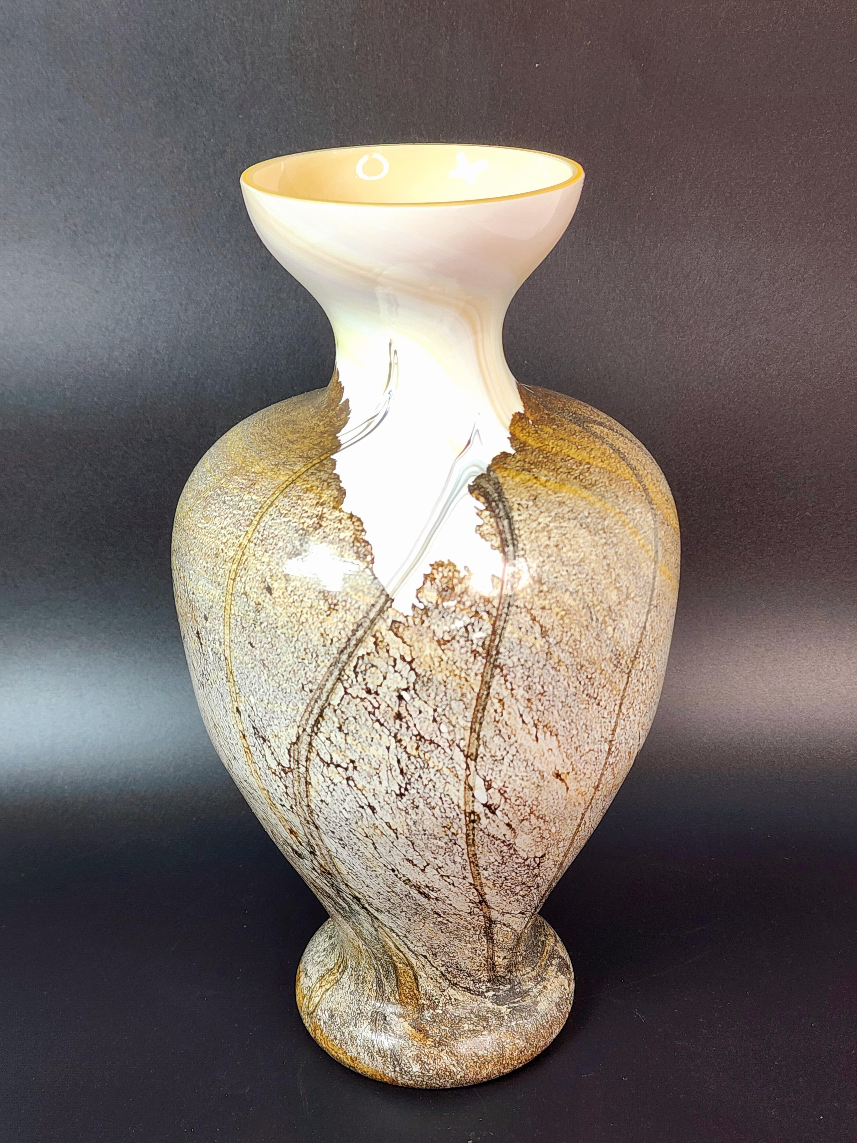 Vintage Poland Slag Glass Vase 10"