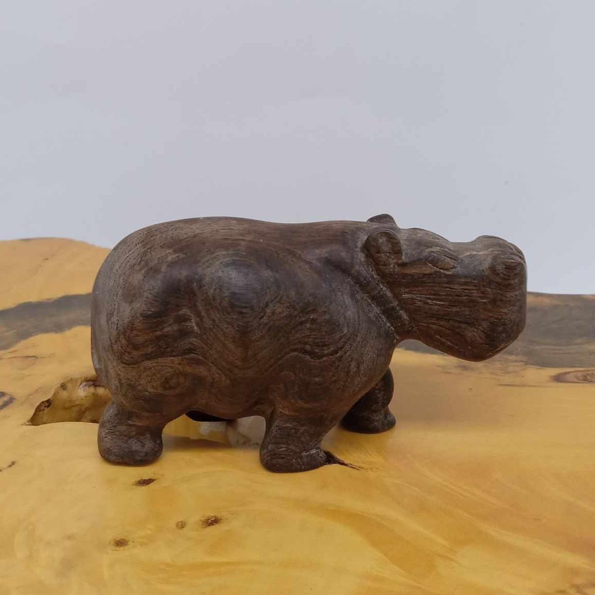 Carved wooden hippo, house hippo, decor