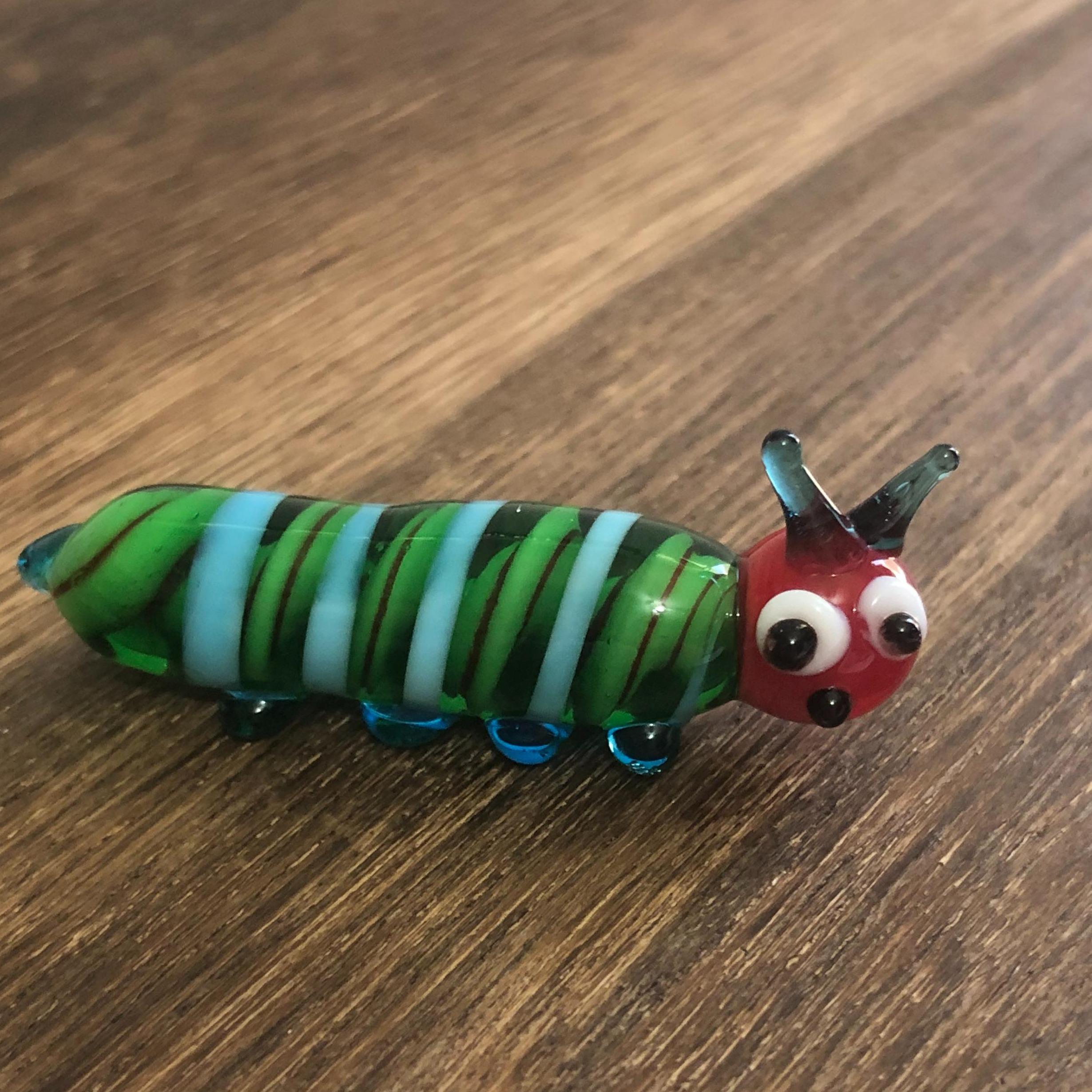 Miniature Art Glass Caterpillar Figurine