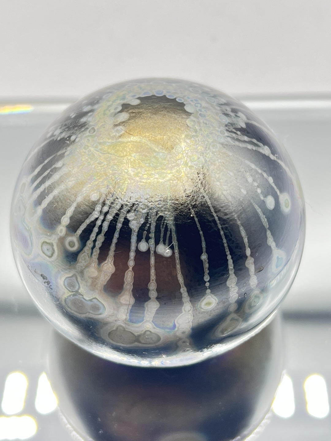 Robert Coleman Art Glass Oil Spot Iridescent Paperweight