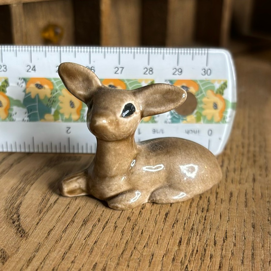 Baby Miniature Deer, Brown Doe, Vintage Porcelain Mini Figurine