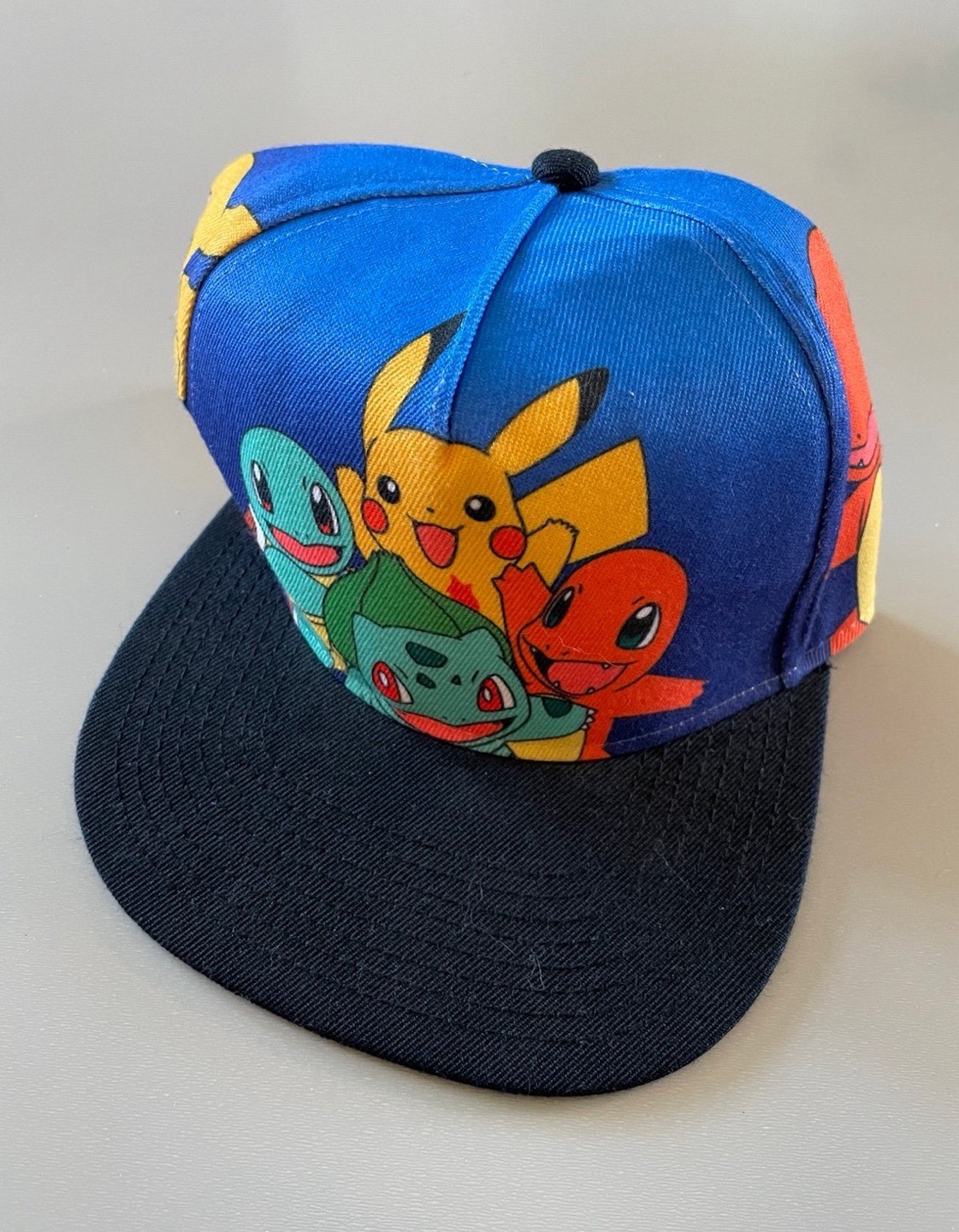 Pokemon The Original Starters Blue Gradient Snapback Cap Adult Size.