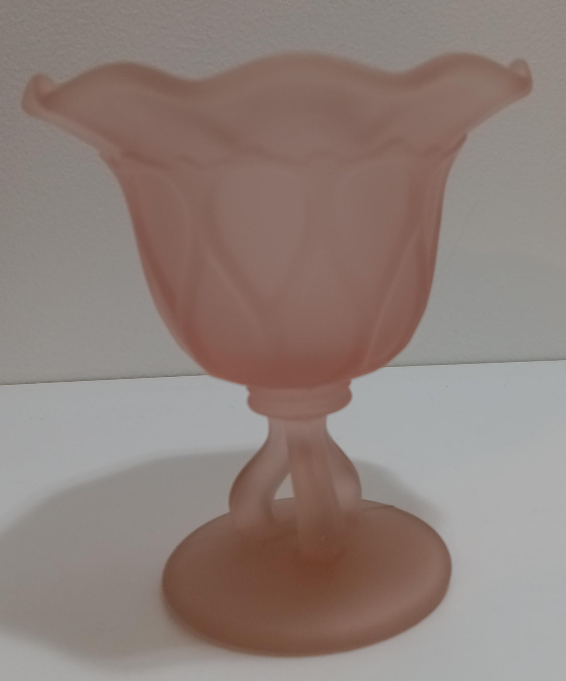 Vintage Pink Frosted Glass Compote Westmoreland; Still Has Original ...