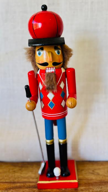 Wooden Golfer Nutcracker Holiday Christmas Figurine 15.5" Tall X 5" Wide