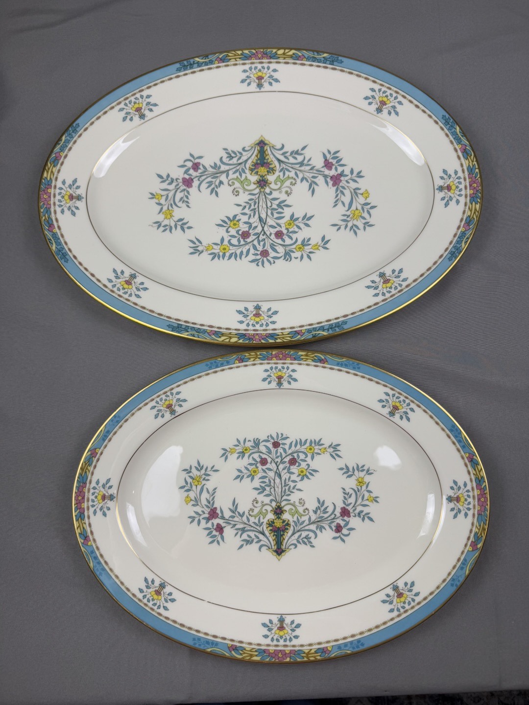 Vintage Lenox Blue Tree Pattern Medium 16” & Small 13-1/2” Oval Platter ...