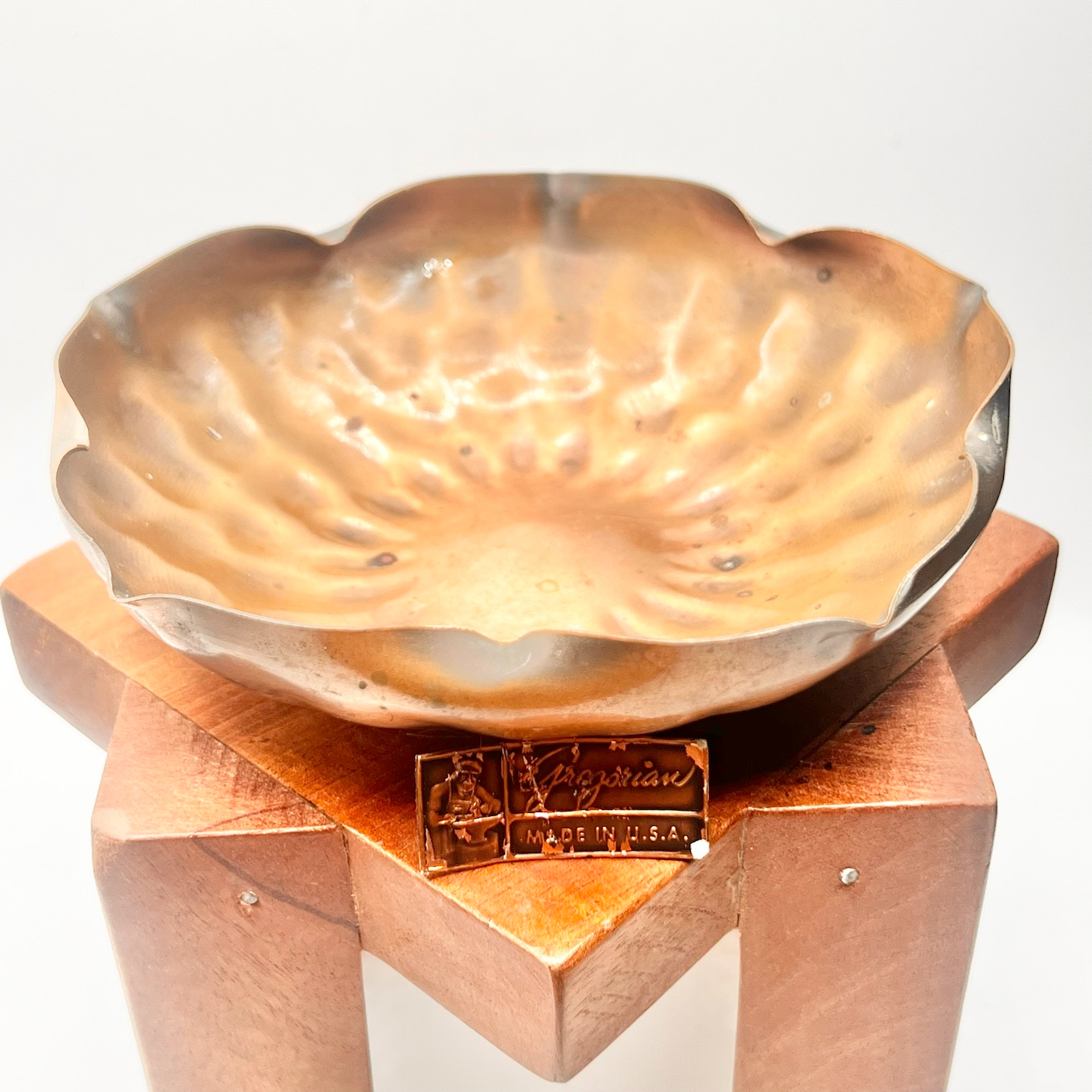Vintage Hammered Gregorian Copper Small Dish