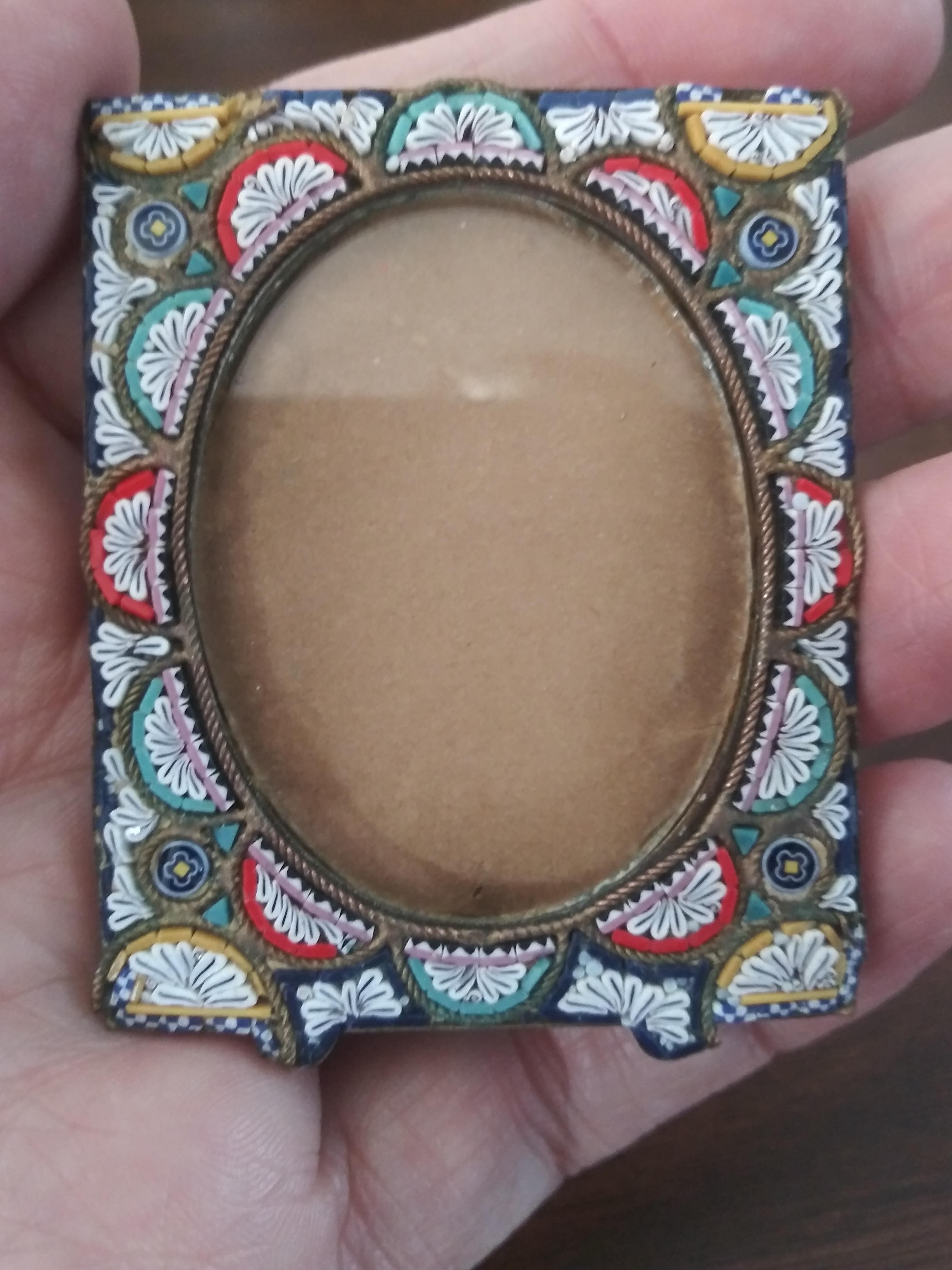 Vintage Micro Mosaic Photo Frame 2.5 X 2 Made in Italy Marked