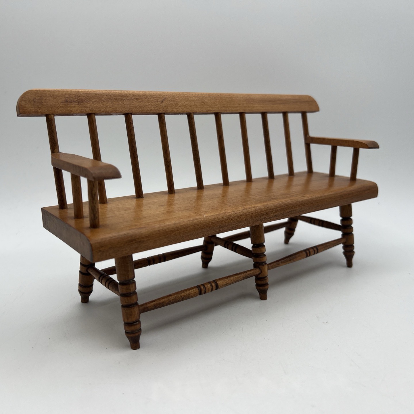 Vtg Antique Miniature Wood Deacons Bench Turned Legs Handmade 10.5 ...