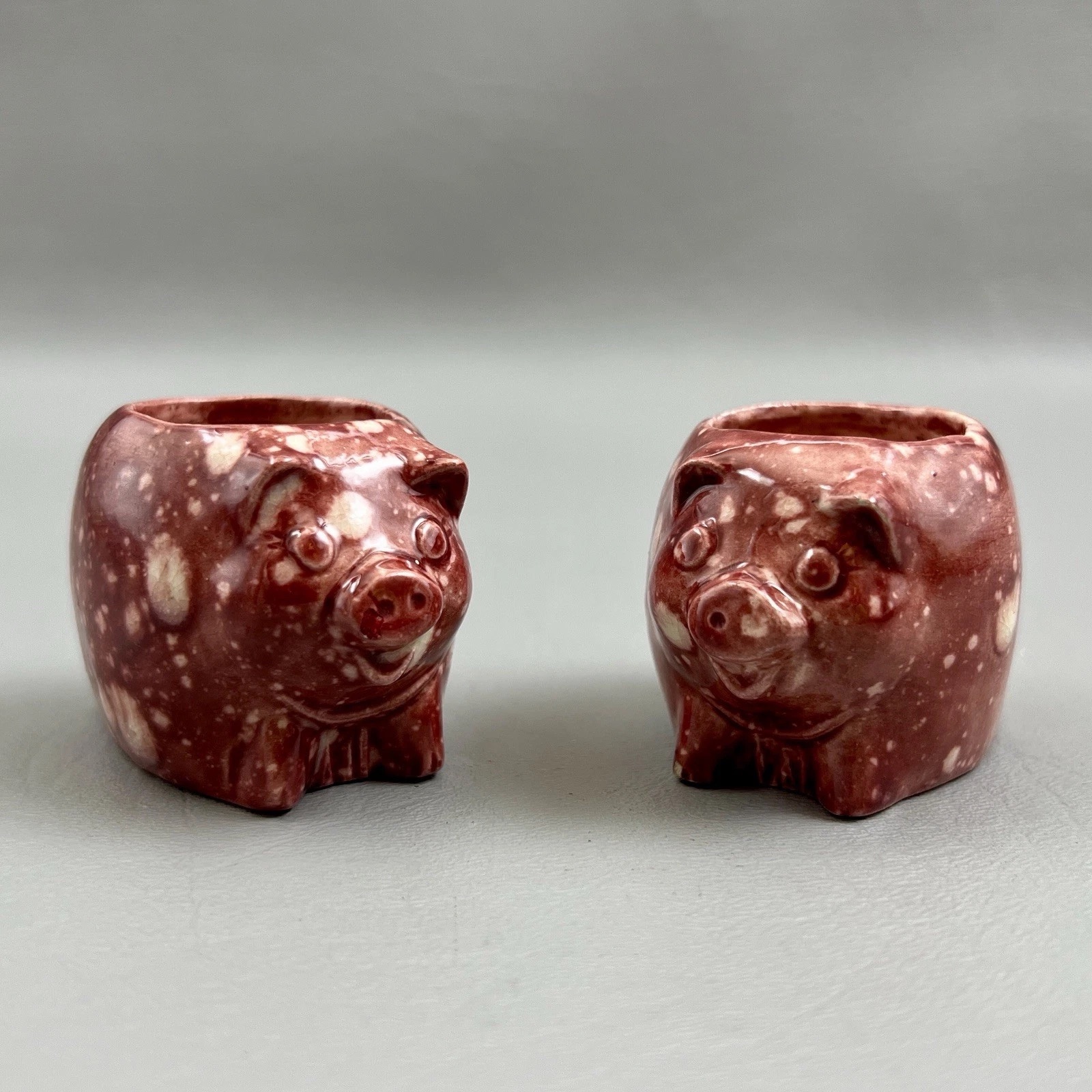 Set Of 2 Pot Belly Pig Pots Planters Pots Brick Red 2x1.5" Ceramic ...