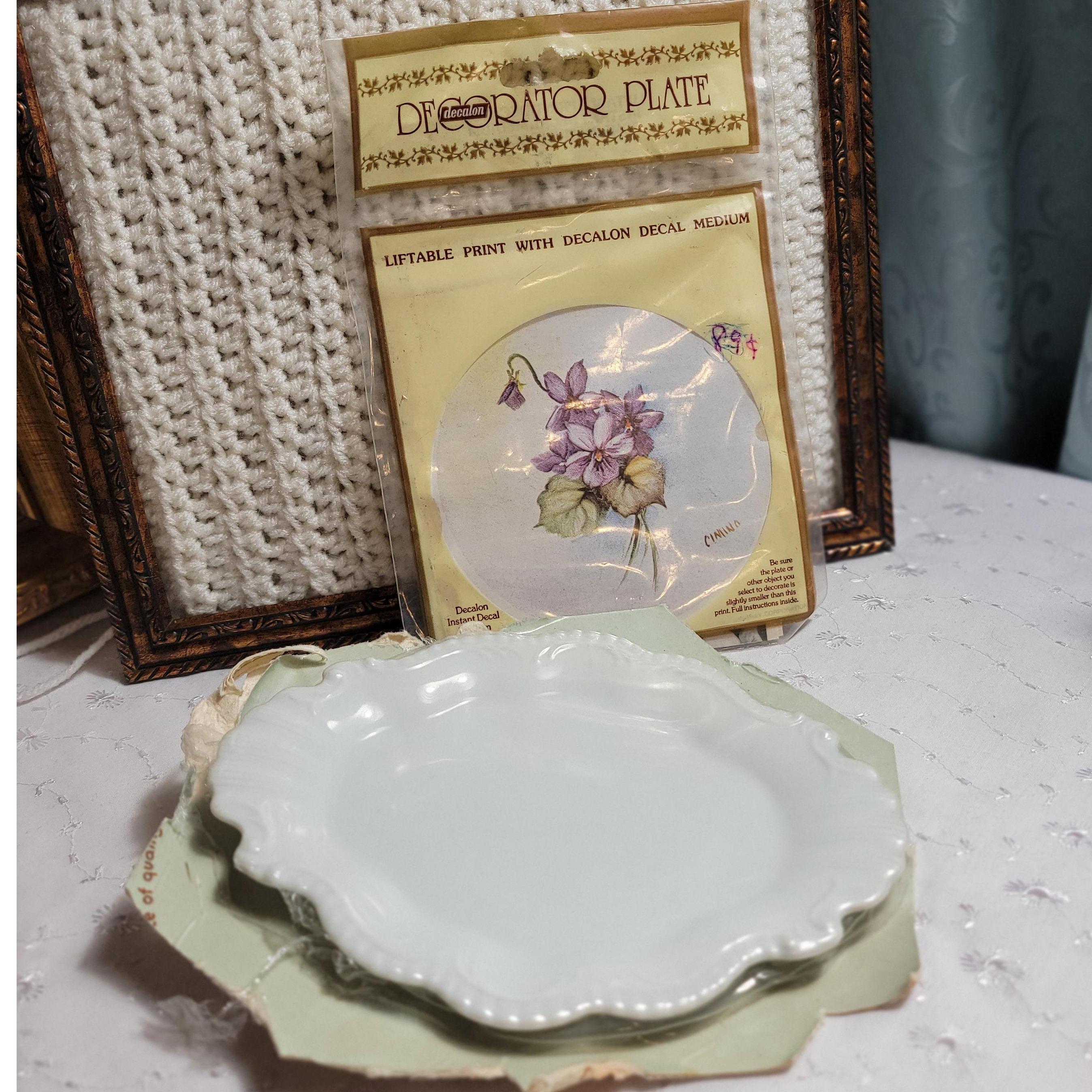 Vintage Decorator Plate with Floral Decal Kit