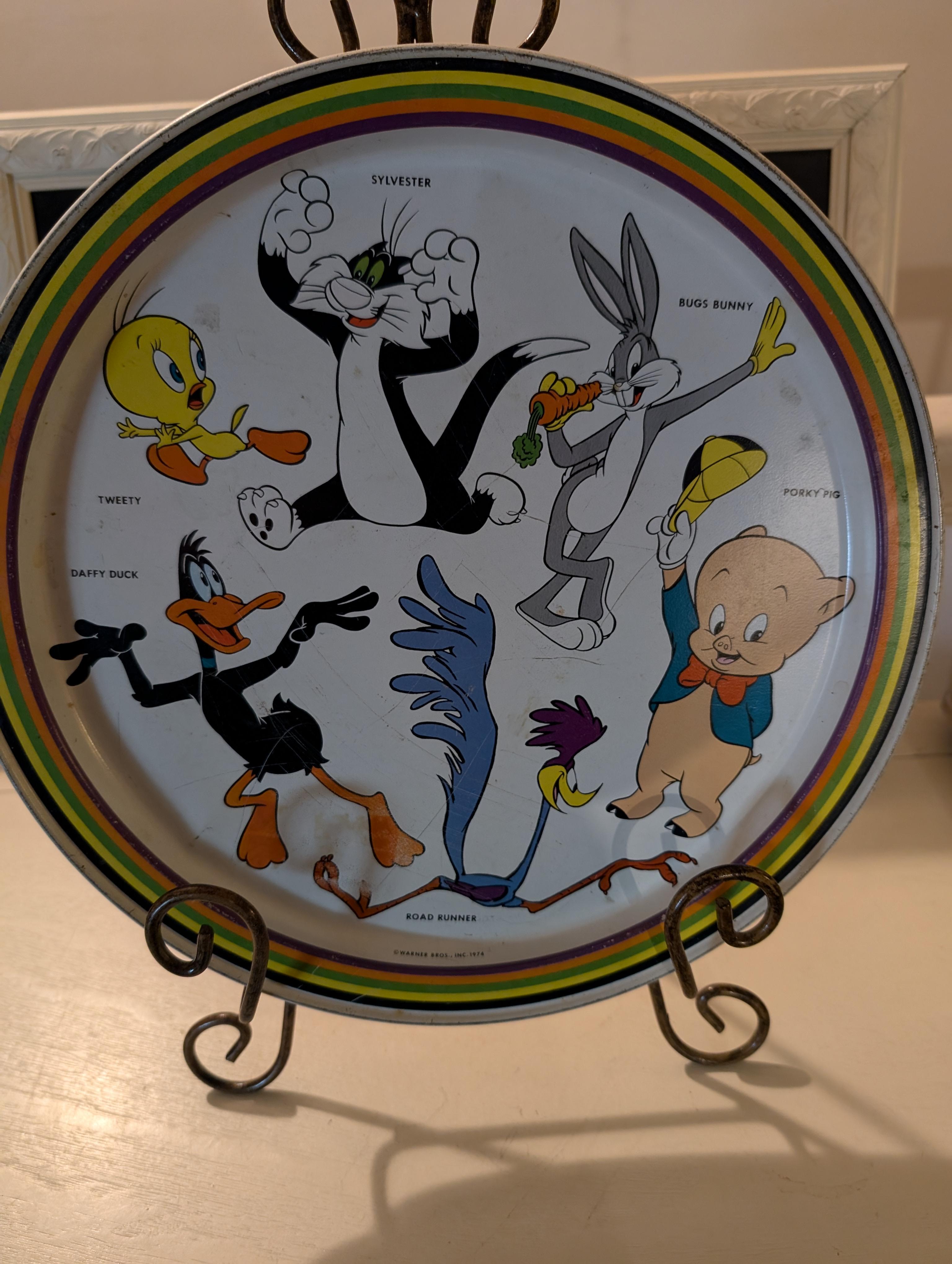 Vintage 1974 Warner Bros Looney Tunes Metal Plate