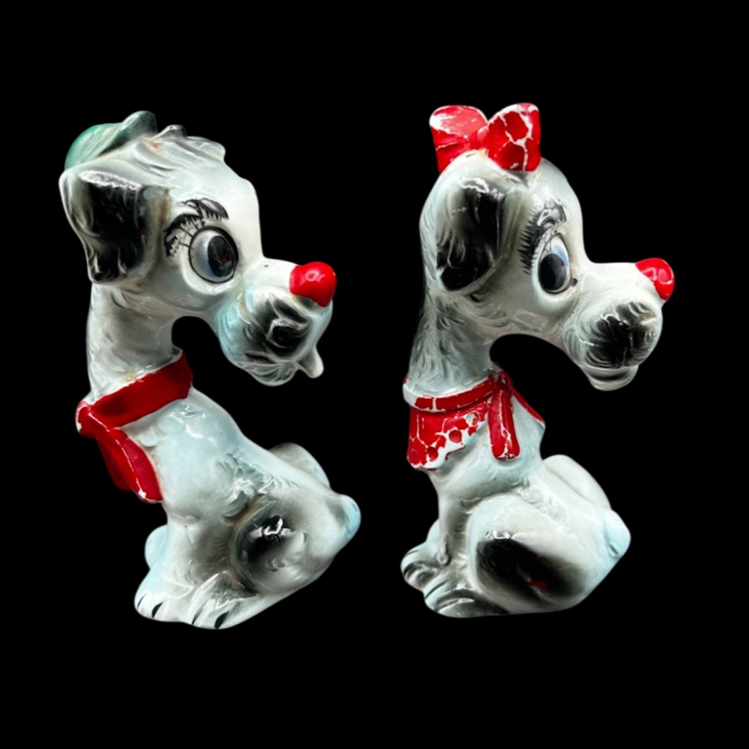 #353A Vintage Snirky and Sally Anthropomorphic Circus Dogs Artmark Salt ...