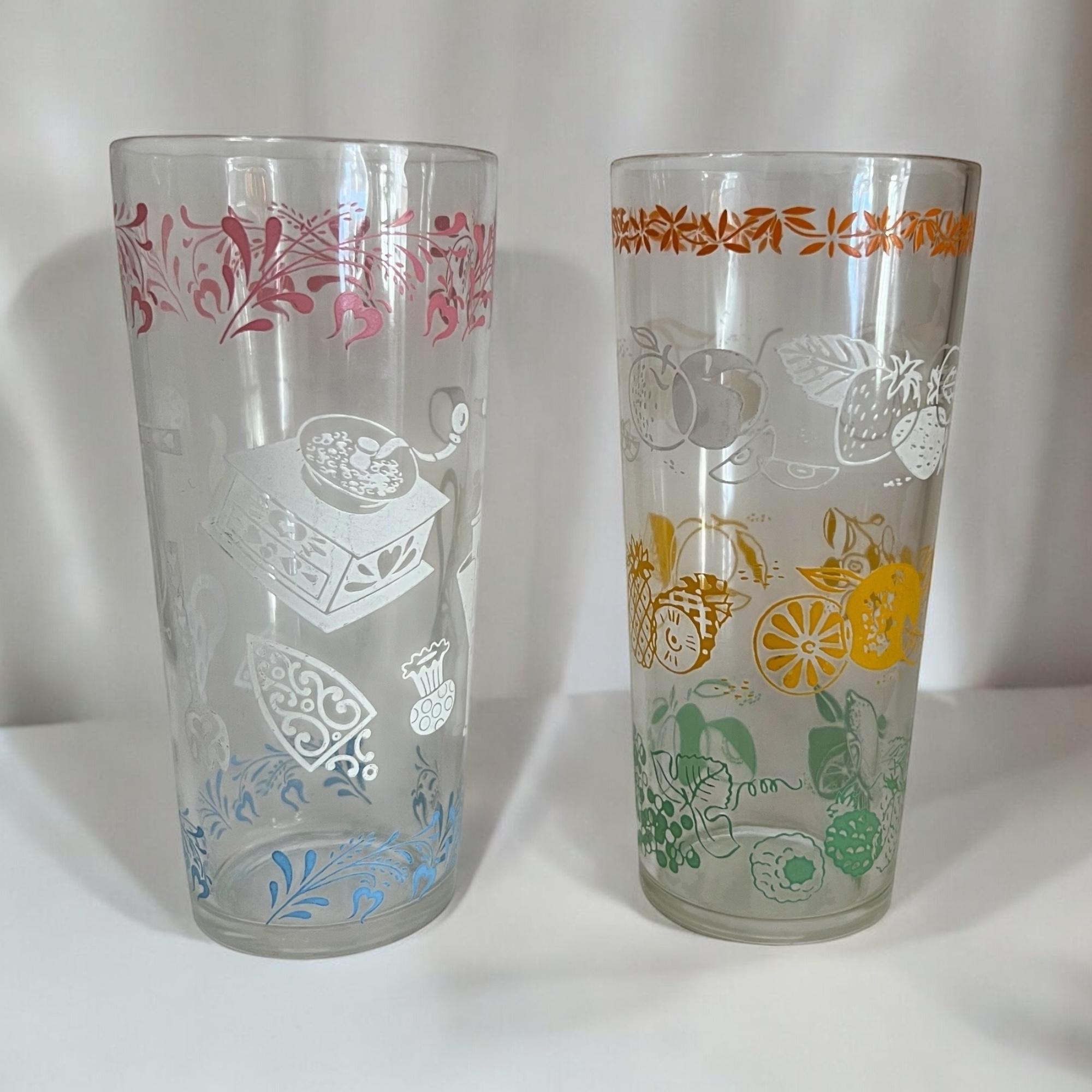 Vintage MCM Hazel Atlas Retro Drinking Glasses. 1950s Kitchen Aids ...