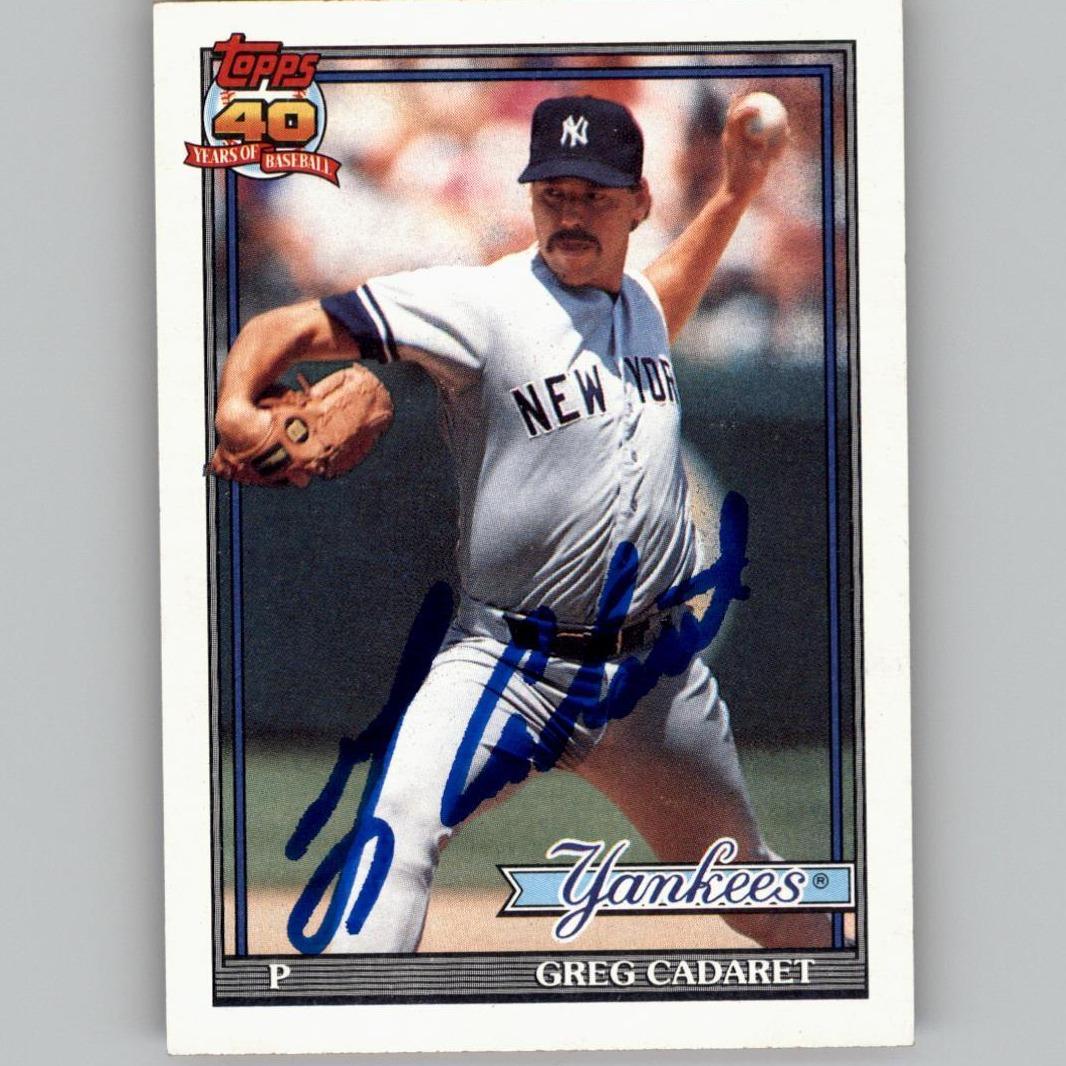 Greg Cadaret Signed New York Yankees 1991 Topps Baseball Card #187