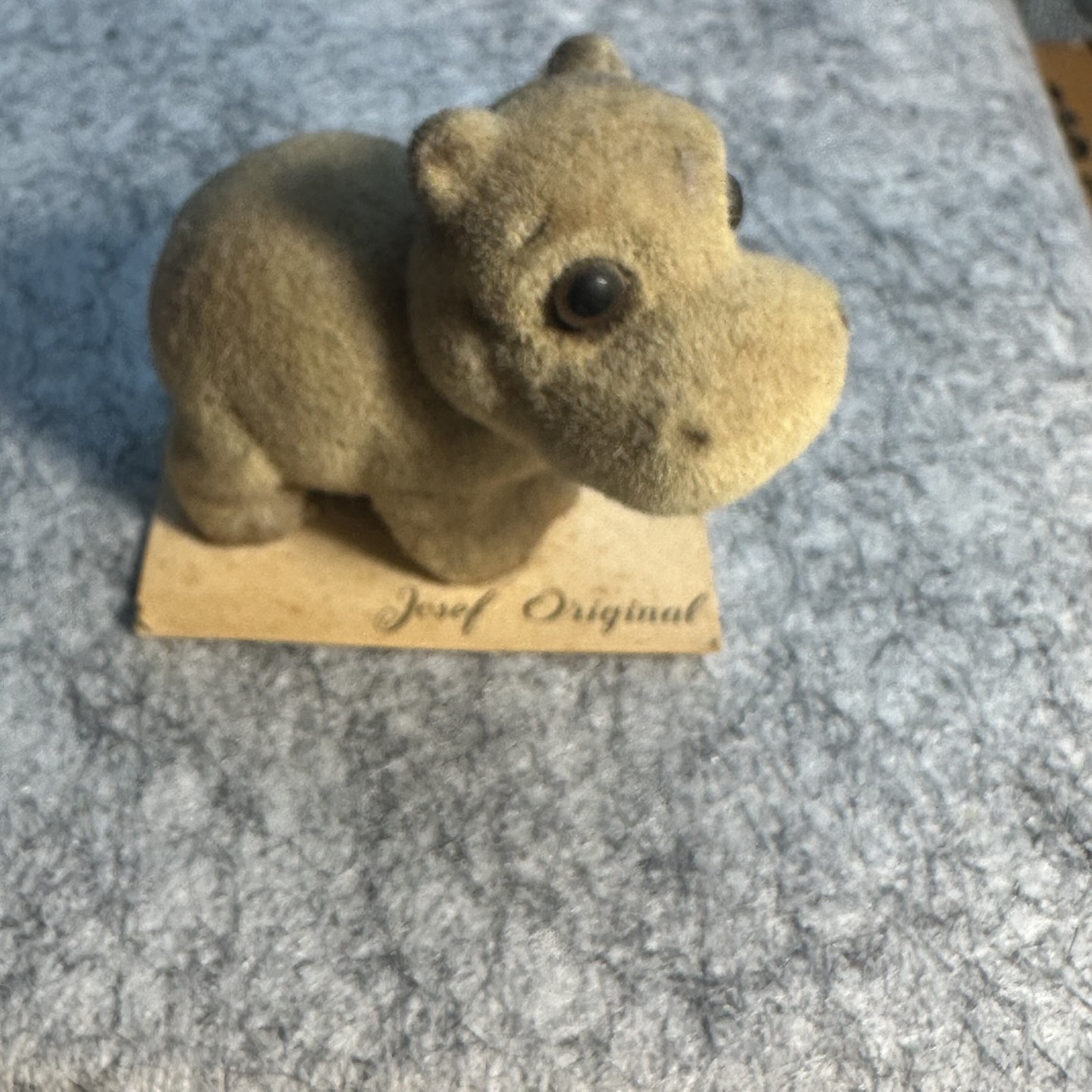 Vintage GEORGE GOOD Miniature Flocked Baby Hippopotamus On Card Josef ...